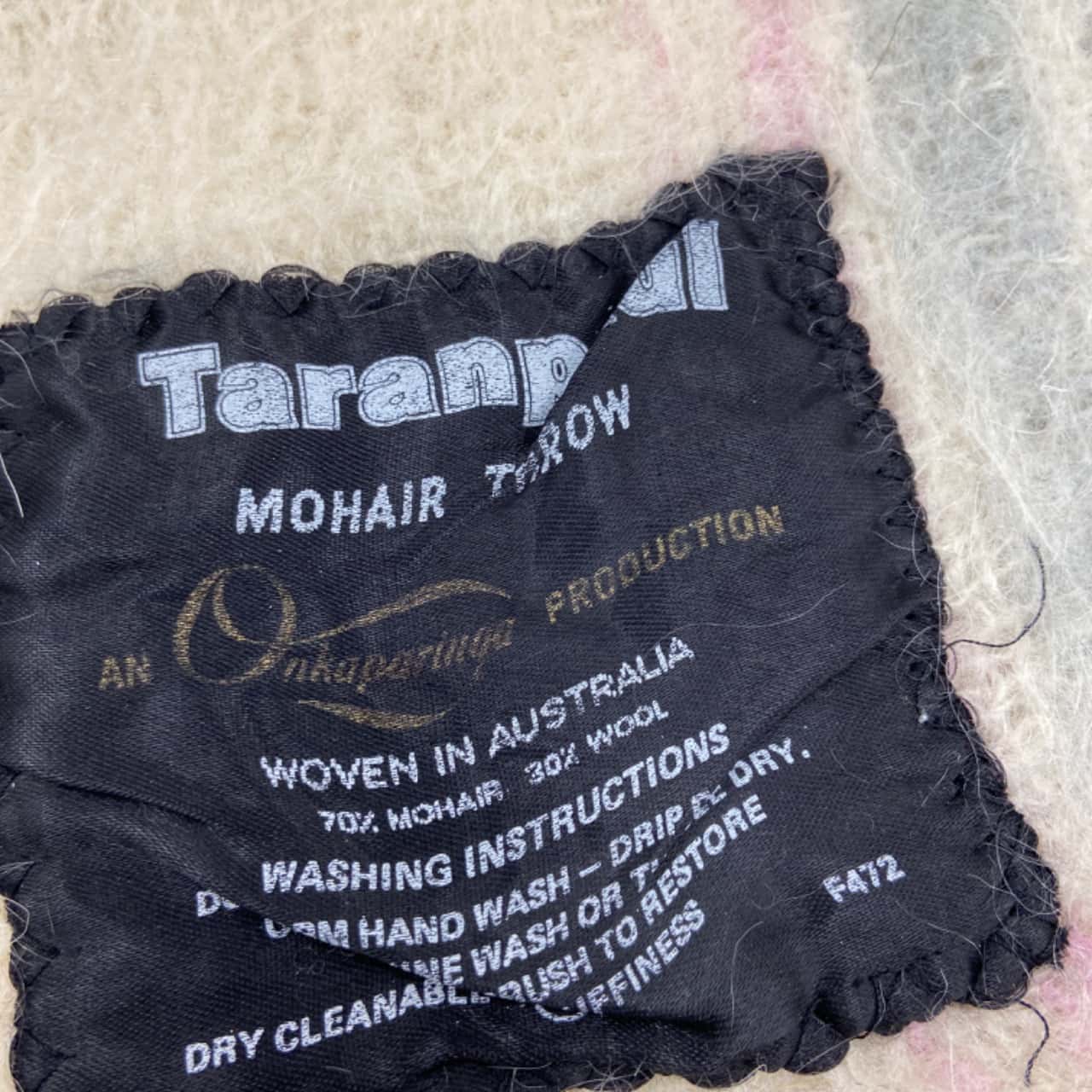 Small knee rug size vintage Mohair throw rug . (s)