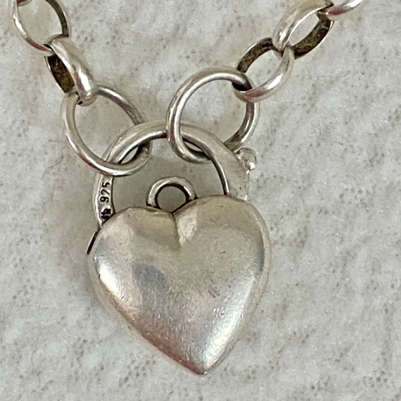 925 Silver Locket Bracelet with Coloured Stone Inside - Nice Tight Clasp!