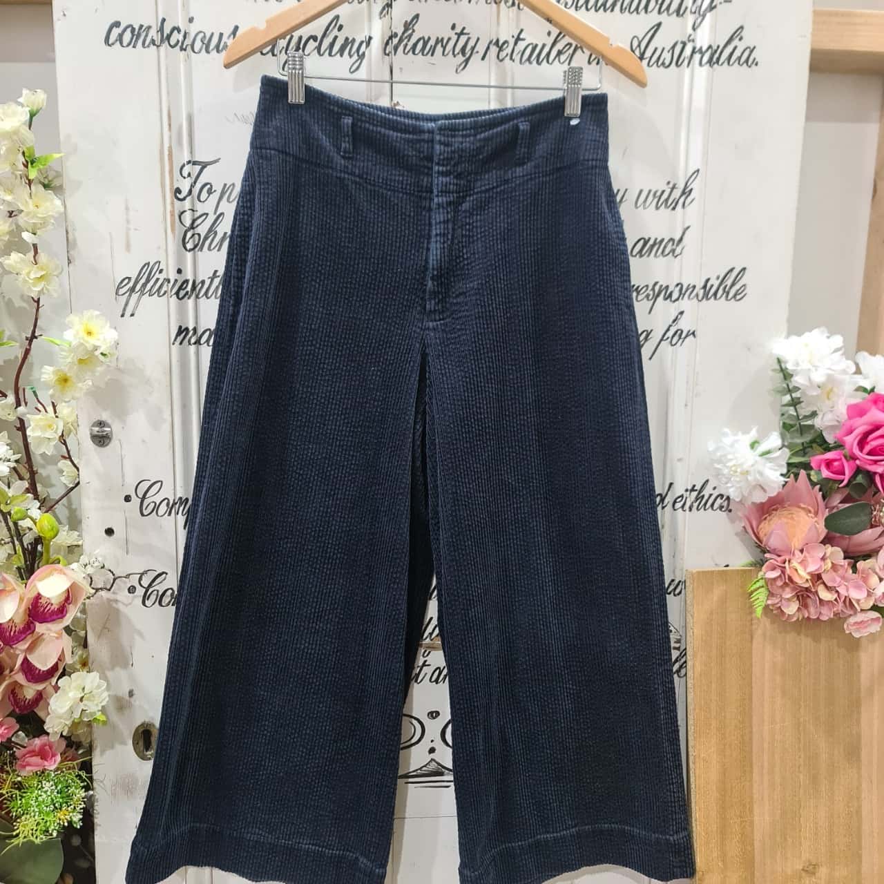 ELK BRAND! STUNNING CORDUROY NAVY BLUE WIDE LEG PANT! Womens Size 8 ...
