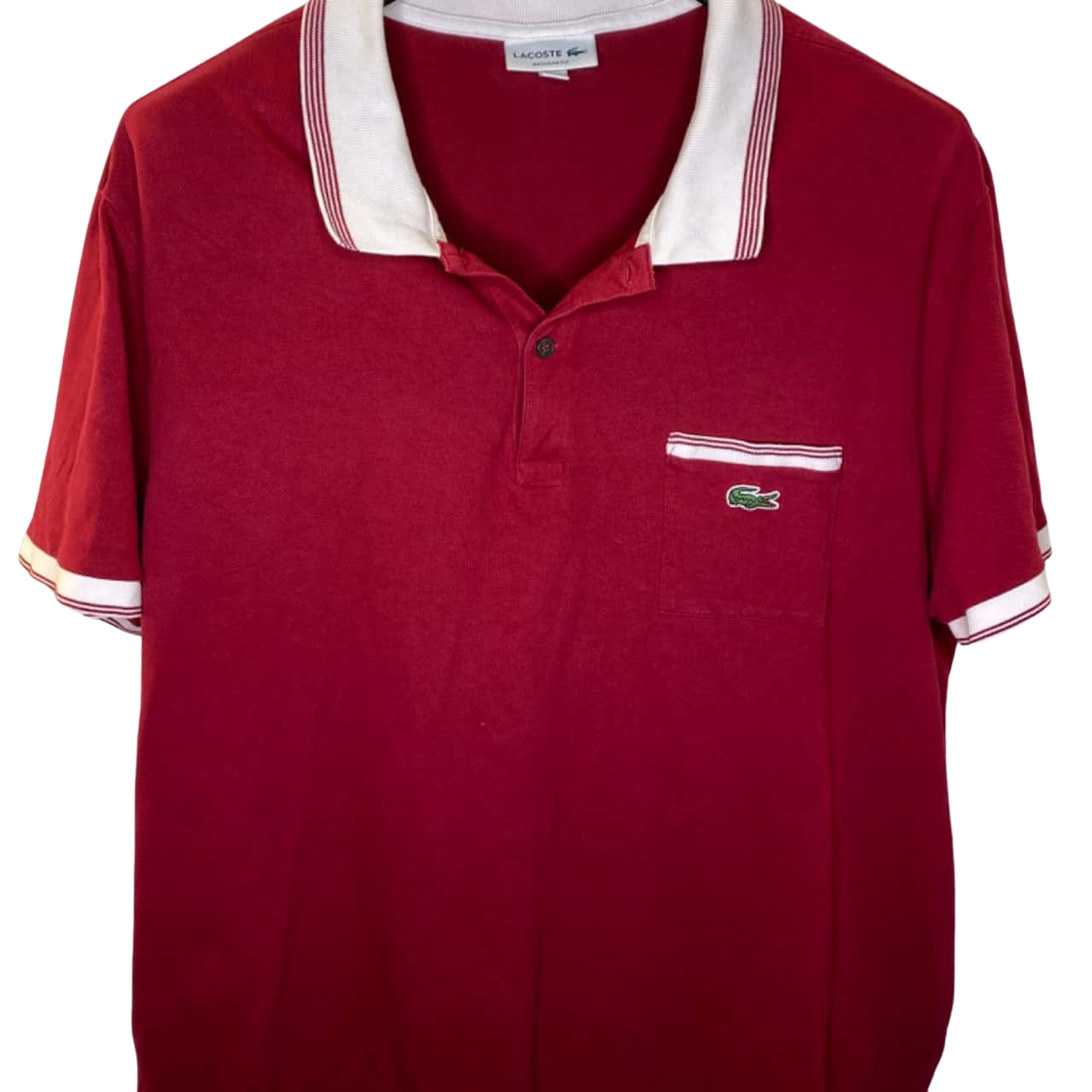 Lacoste Mens Size XXXL Polo Maroon / White