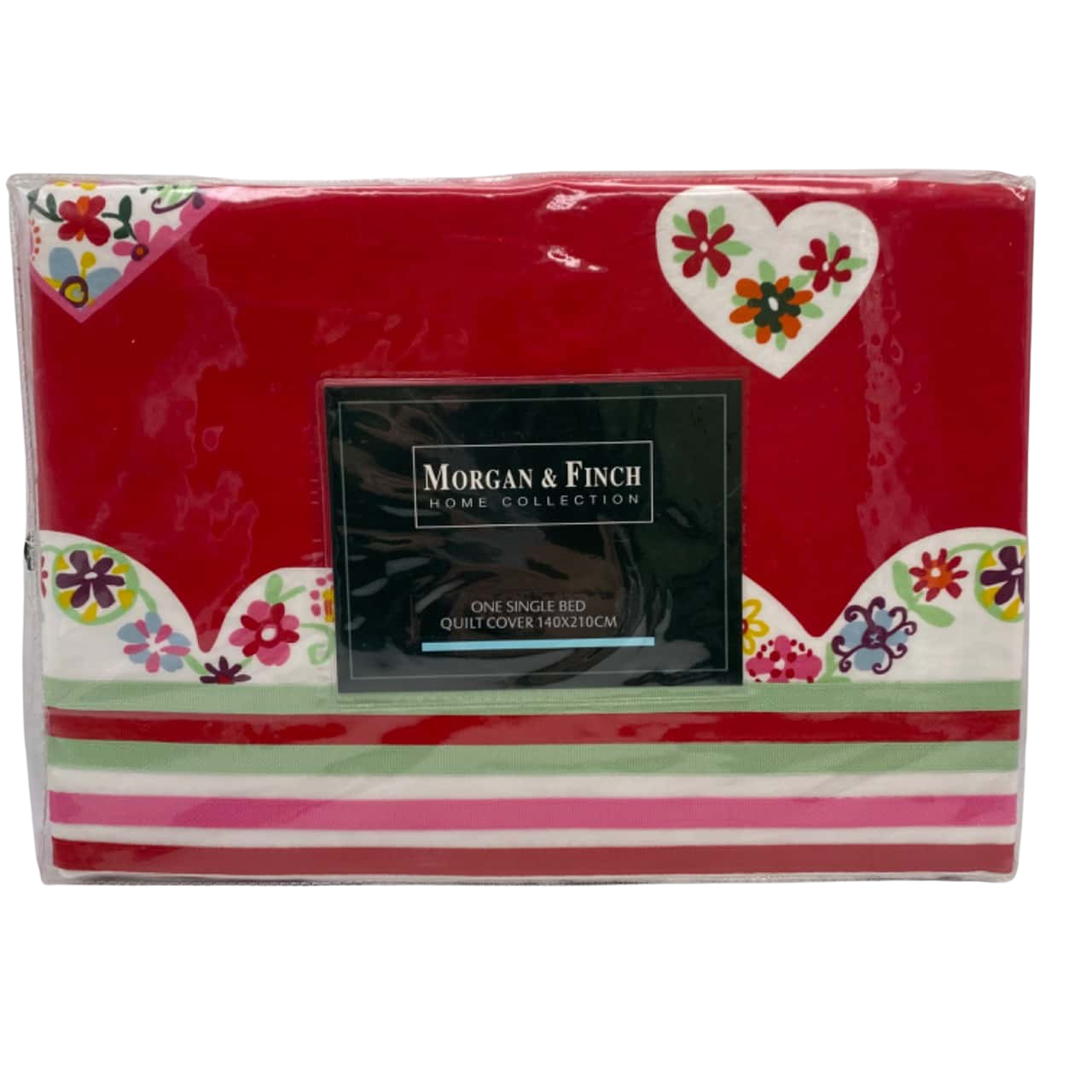 BNWT Morgan & Finch Single Bed Quilt Cover Heidi Red & Pink RRP $79.95 ...