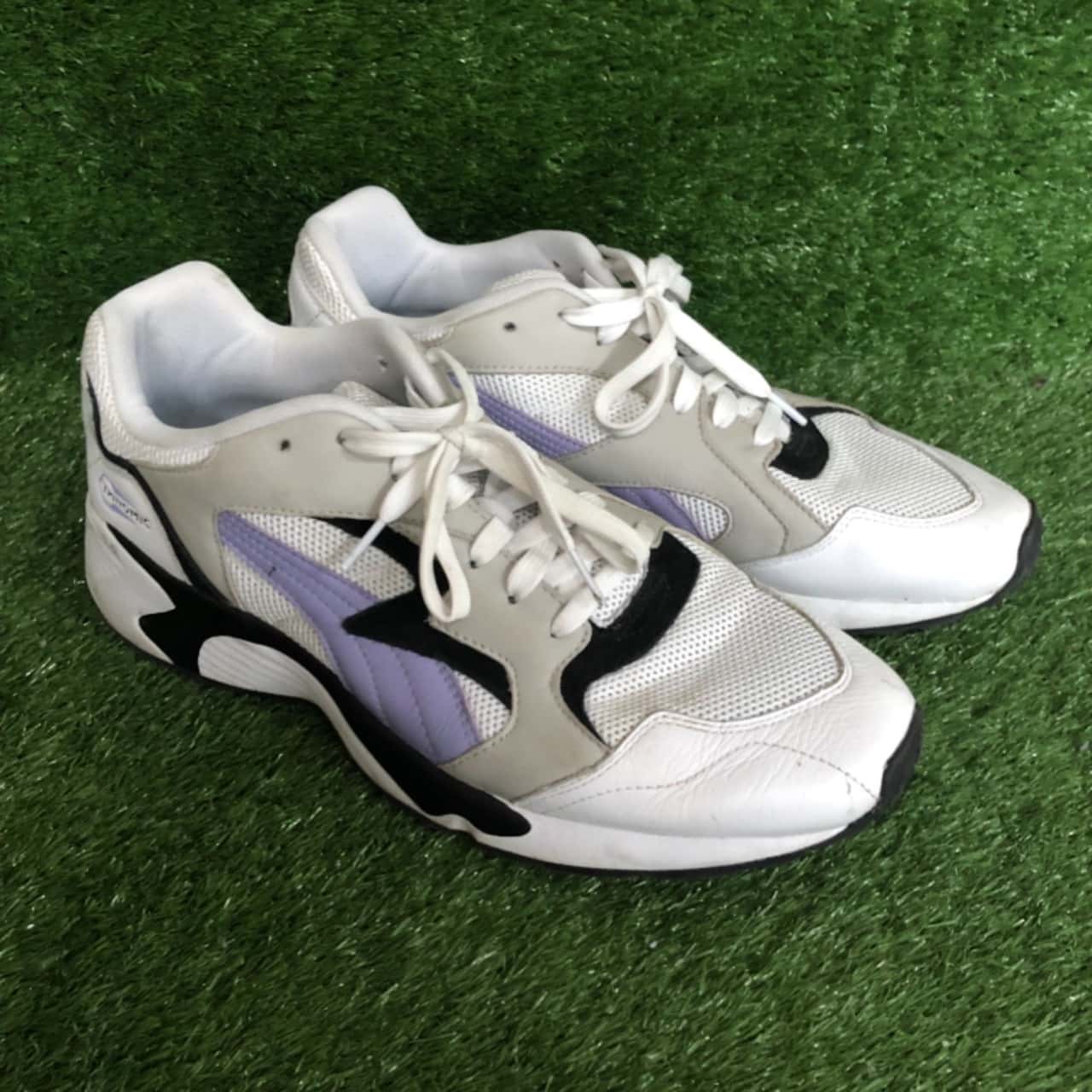 Puma White Sneakers With Black & Grey Accents Size 12 US(s)