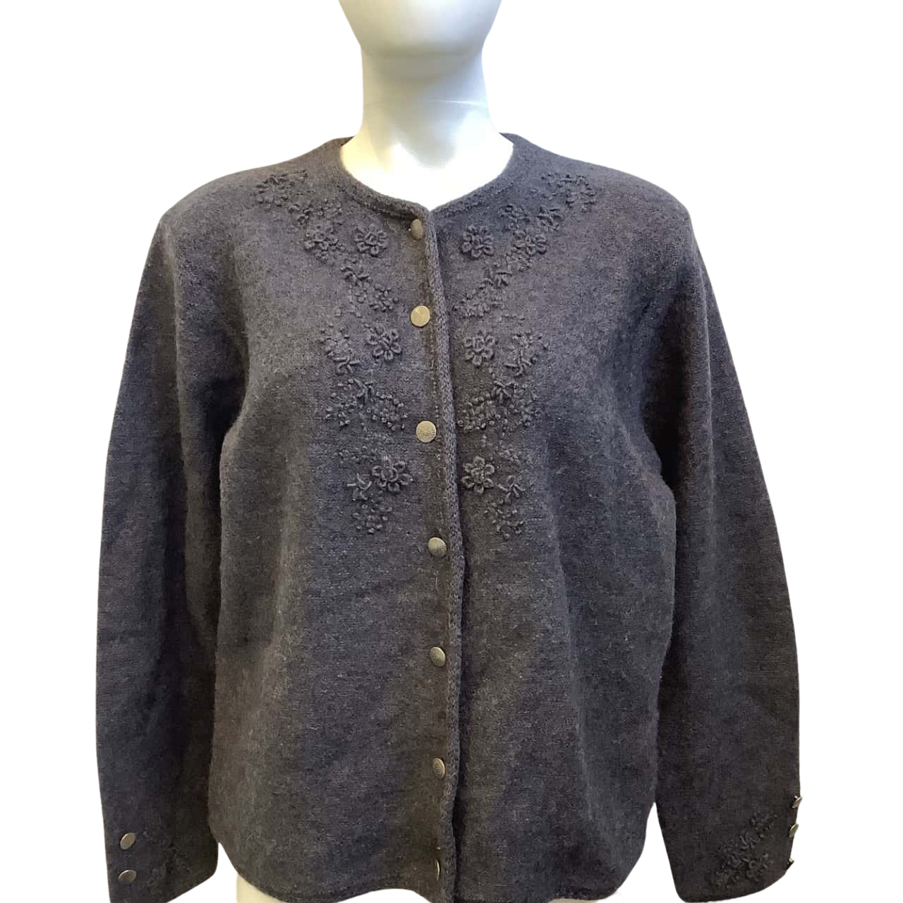Karen scott Womens Size 14-16 Button Up Wool Cardigans Grey(s)