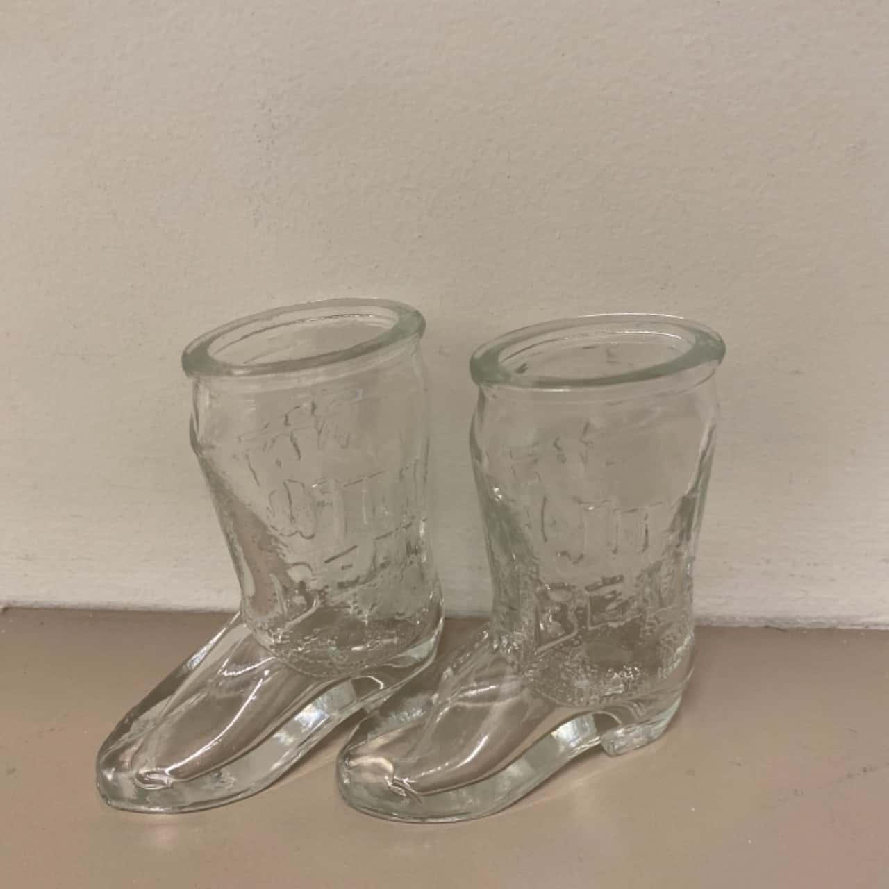 Jim Beam 1oz boot shot glass x2