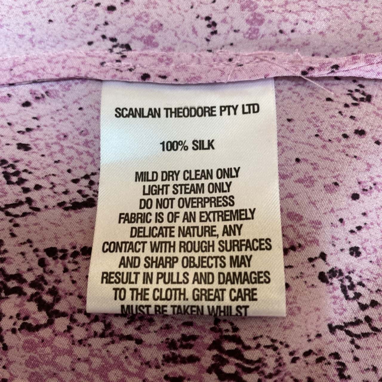 Womens Scanlan Theodore Size 8 Silk Dress Black / Pattern / Pink