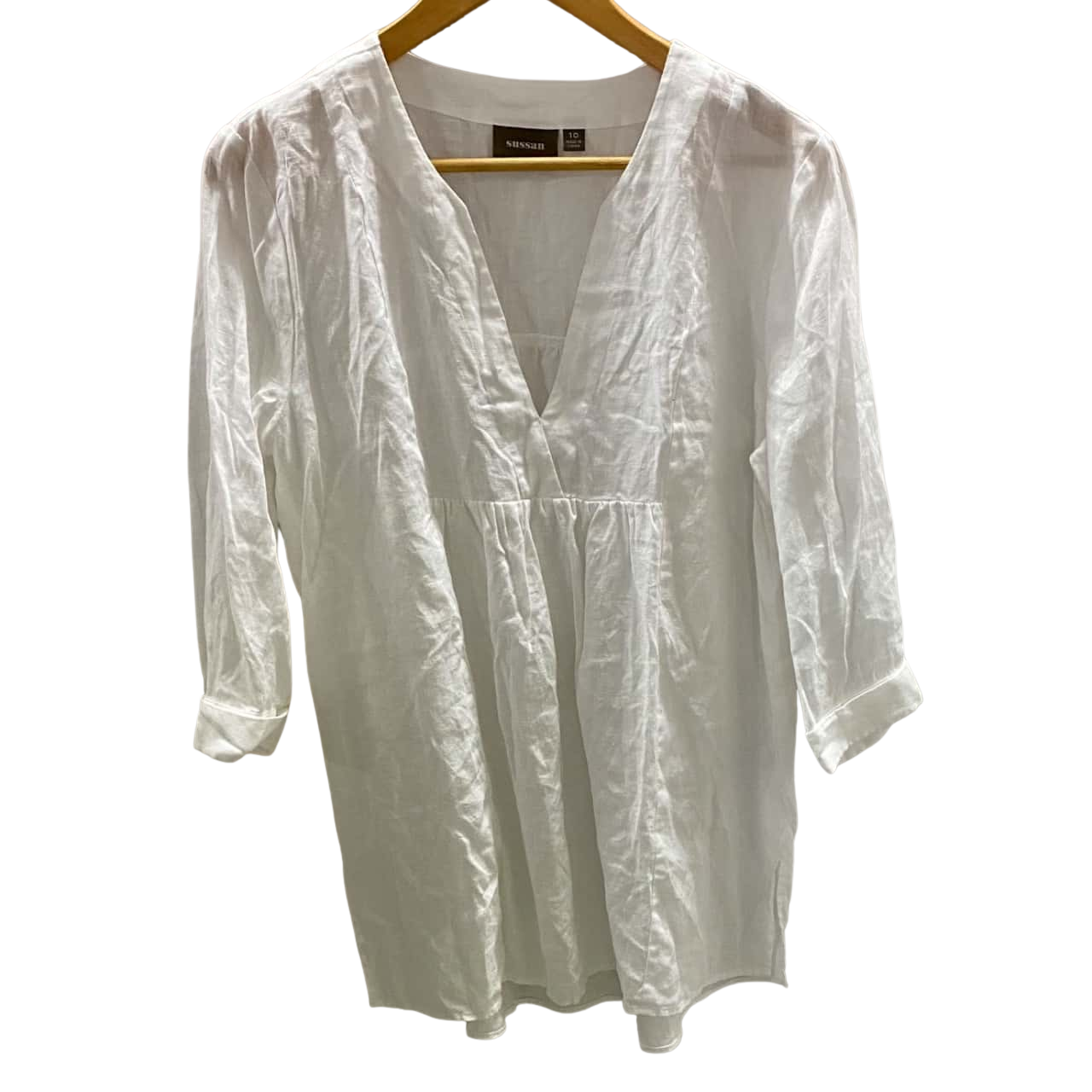 Sussan Womens Size 10 linen 3/4 Sleeve White Top(s)