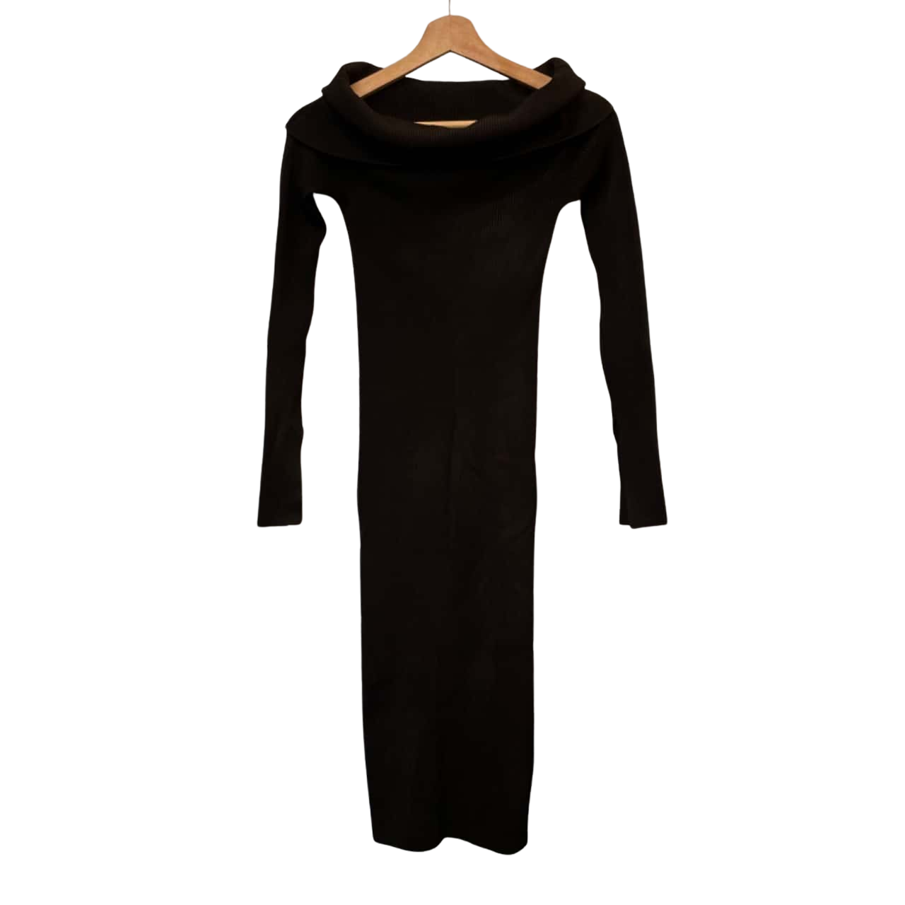 Witchery Womens Size 8 Bodycon Dress Long Sleeve Off The Shoulder Black