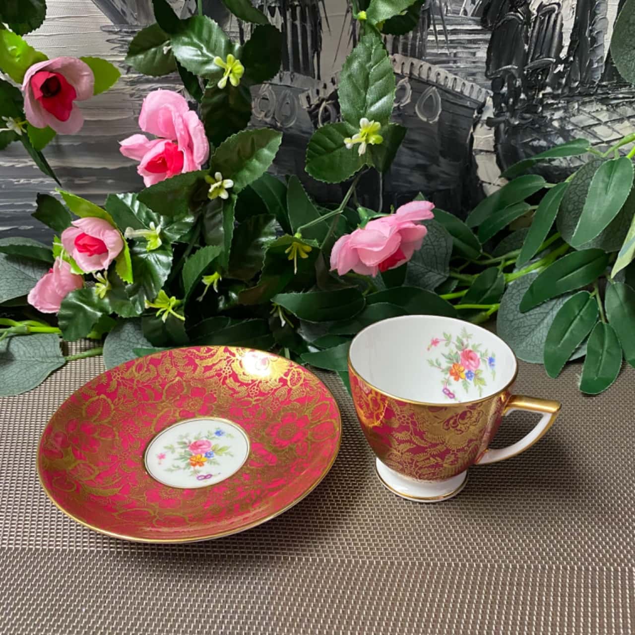 Minton Brocade Made in England small teacup & saucer (s)