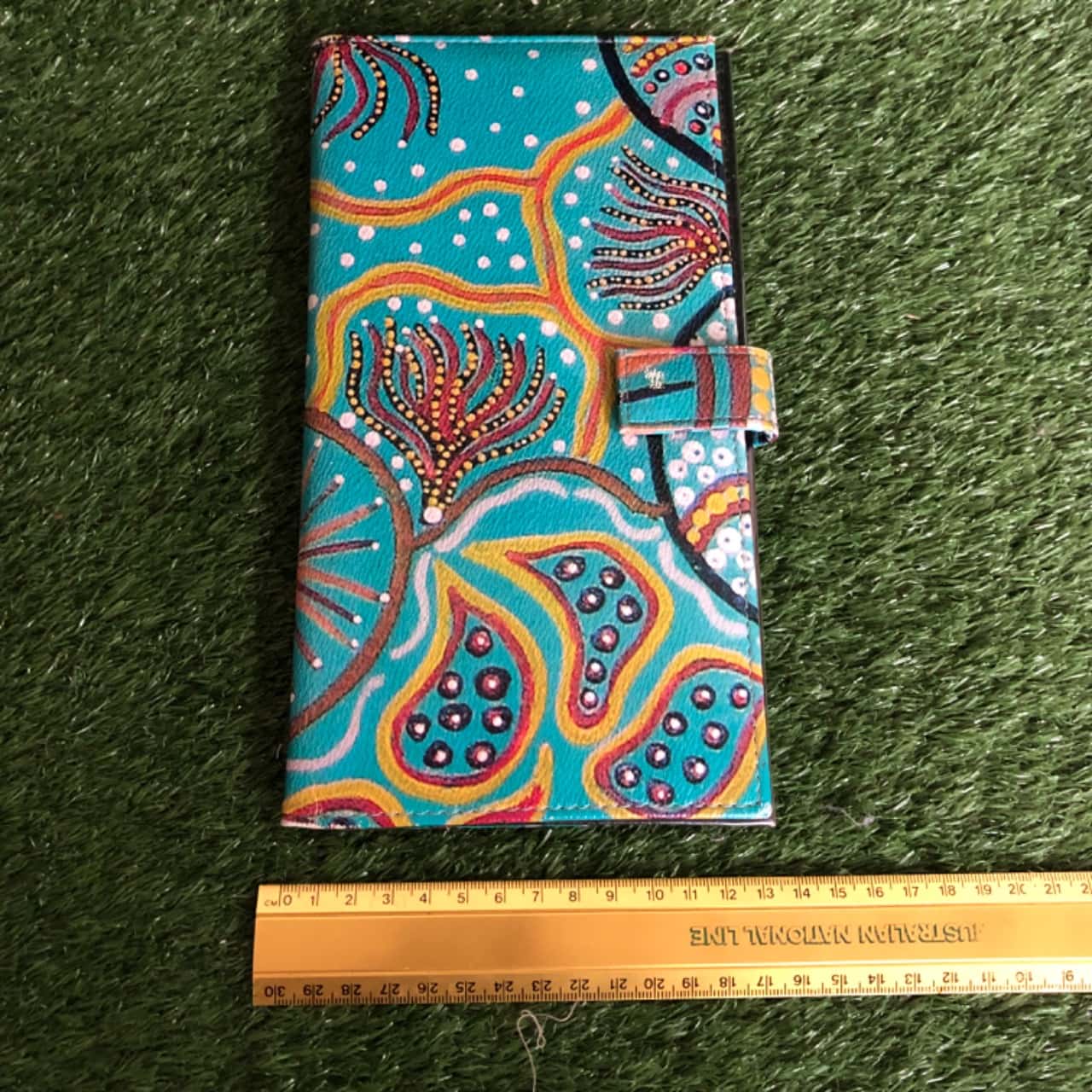 Catherine Manuel Teal & Orange Aboriginal Design Wallet