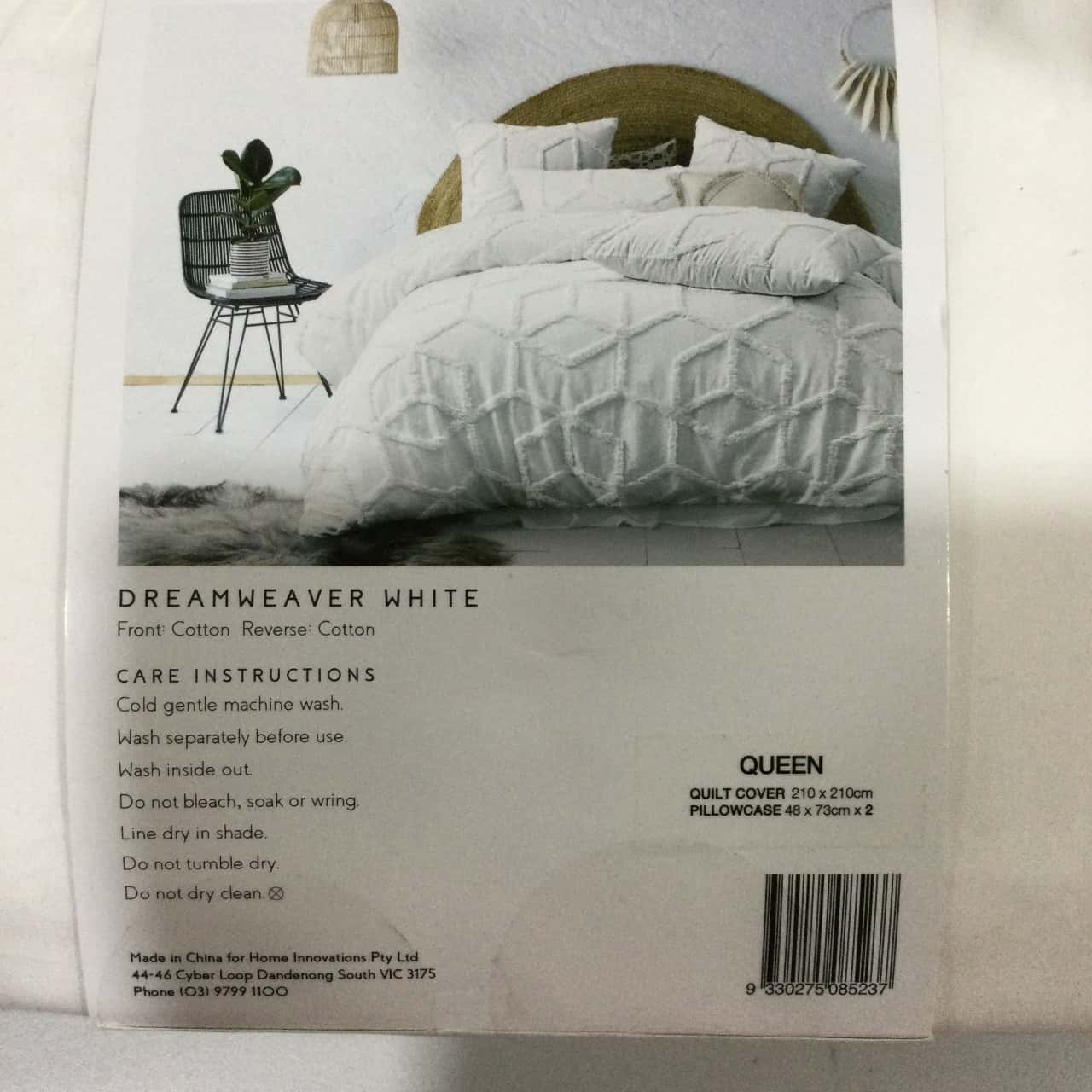 Vintage Design Dreamweaver Cotton Quilt Cover Set, Size-Queen, White ...