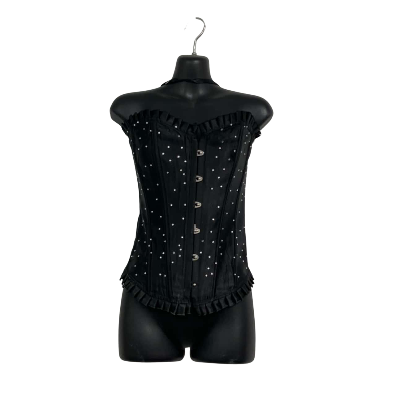 Corset Womens Plus Size Ribbon Corset Size L Black/Studded (s)