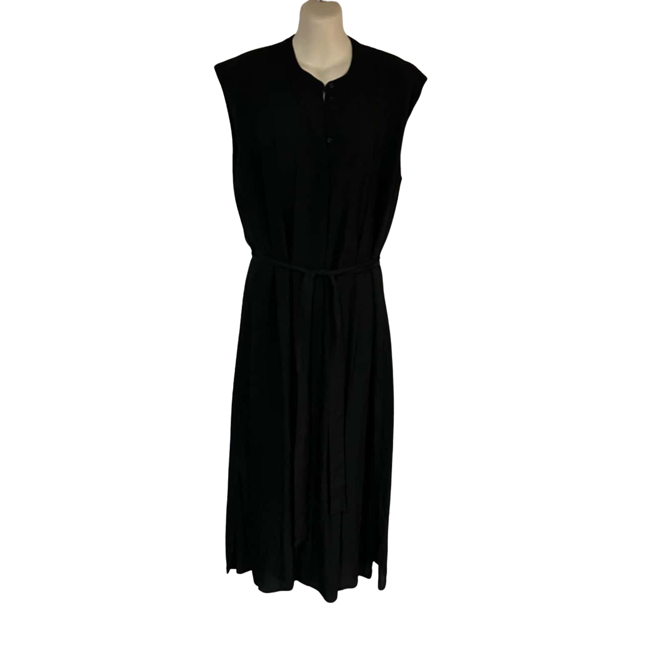 Basque Womens Size 12 Black Sleeveless Tie waist Dress (s)