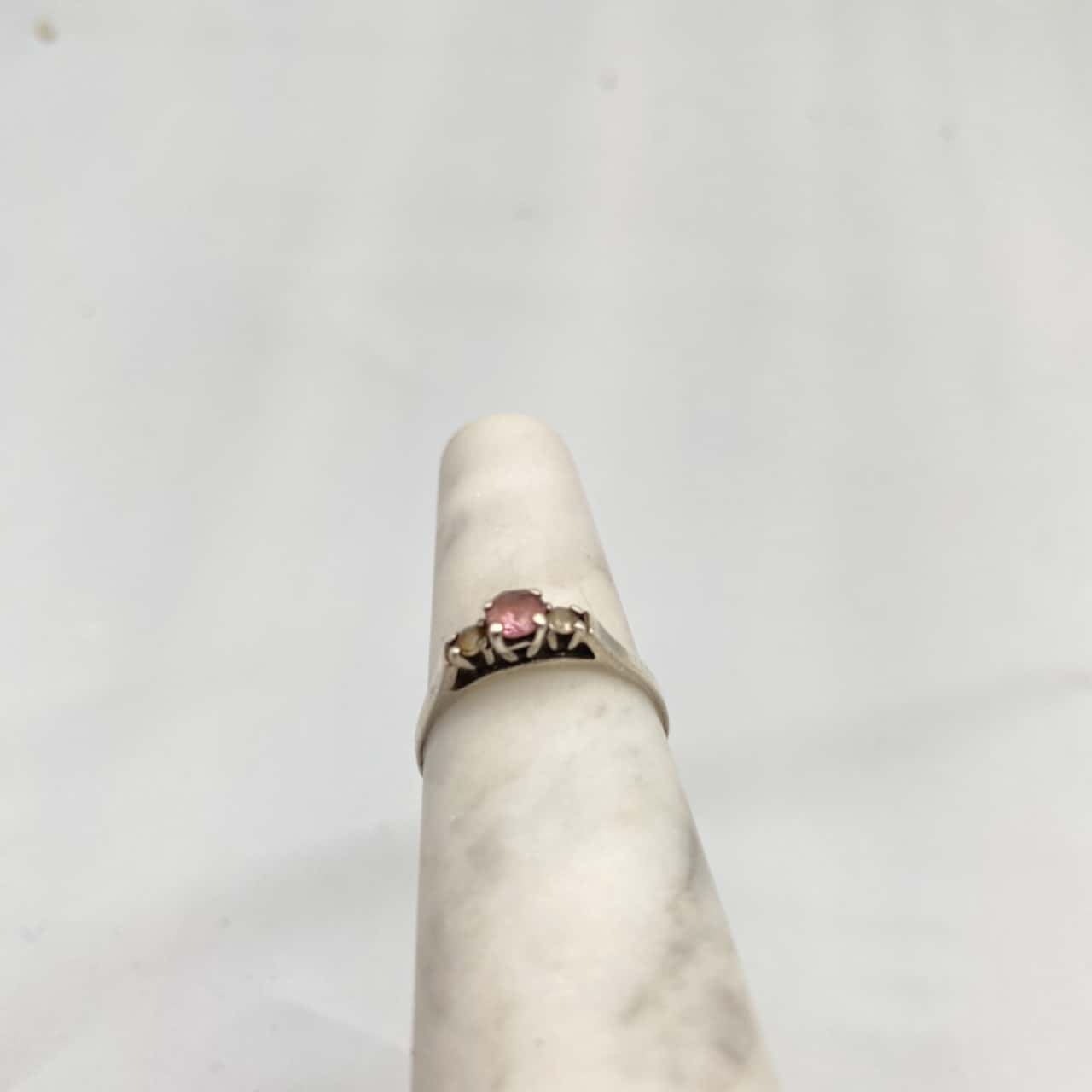 Ladies Pink and Clear Gemstone Sterling Silver Dress Ring(s)