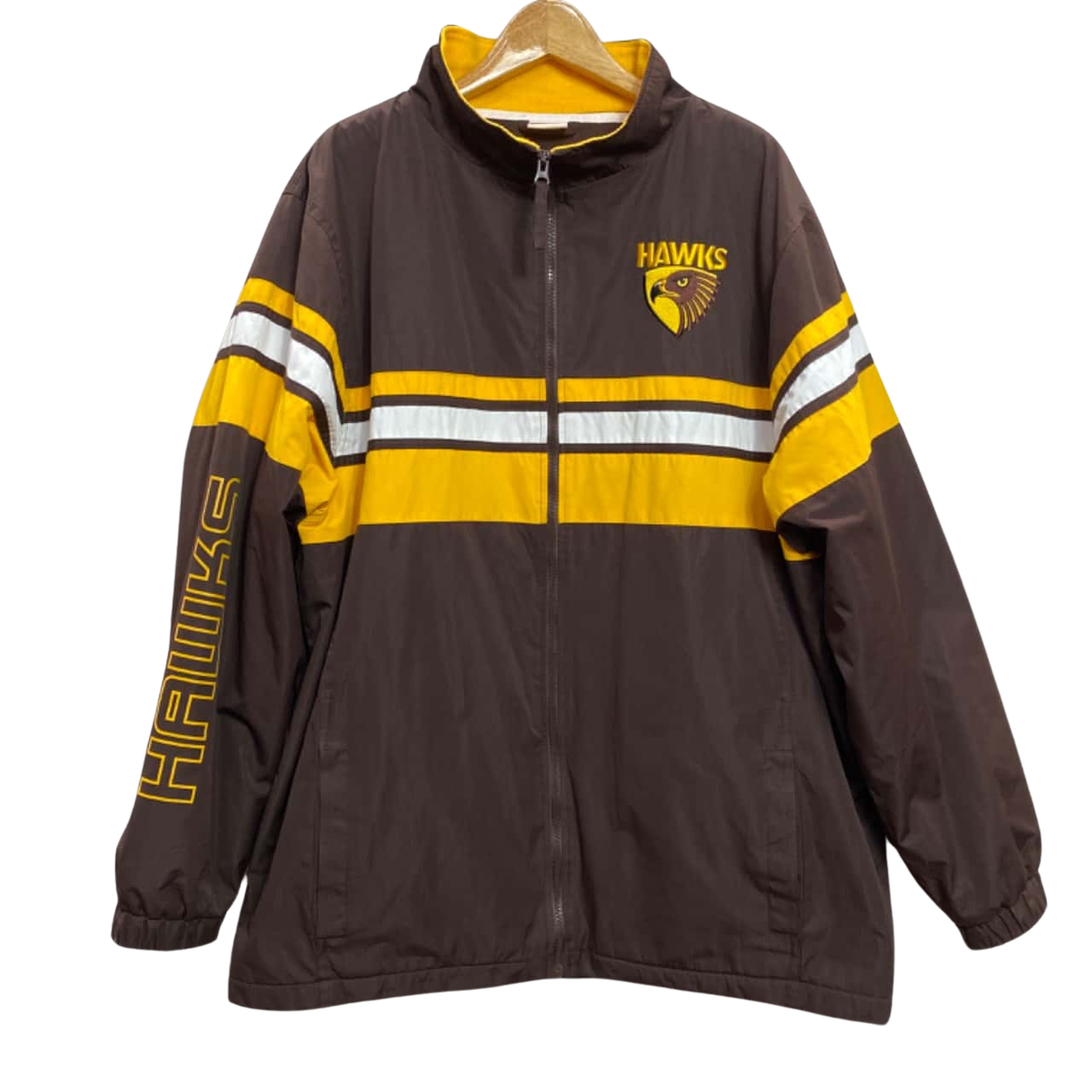 Men’s Official AFL Size L Brown & Yellow HAWKS Zip Up Jacket