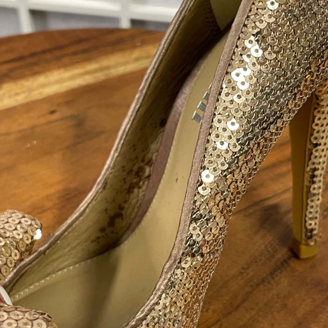 Mollini Gold Sequin Heels Size 36