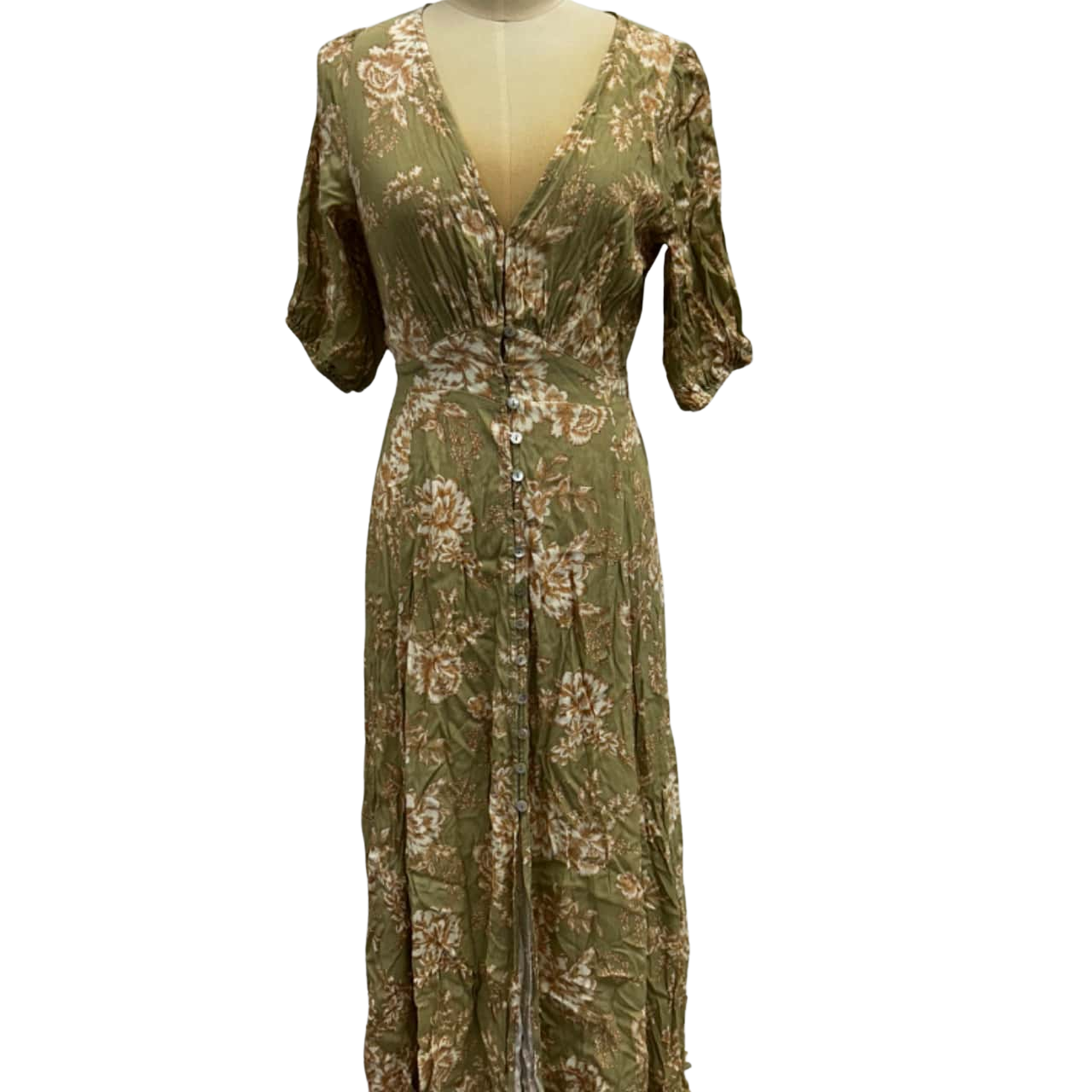 Kivari Womens Size 8 Maxi Dress Floral / Green (s)