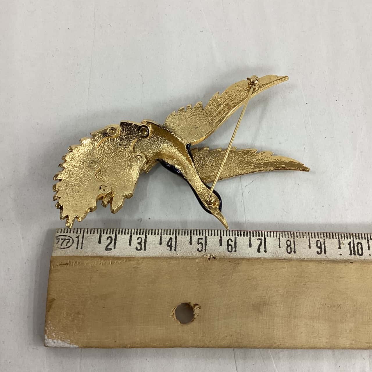 Womens Vintage D’Orlan Brooch Gold Tone Enamel Bird