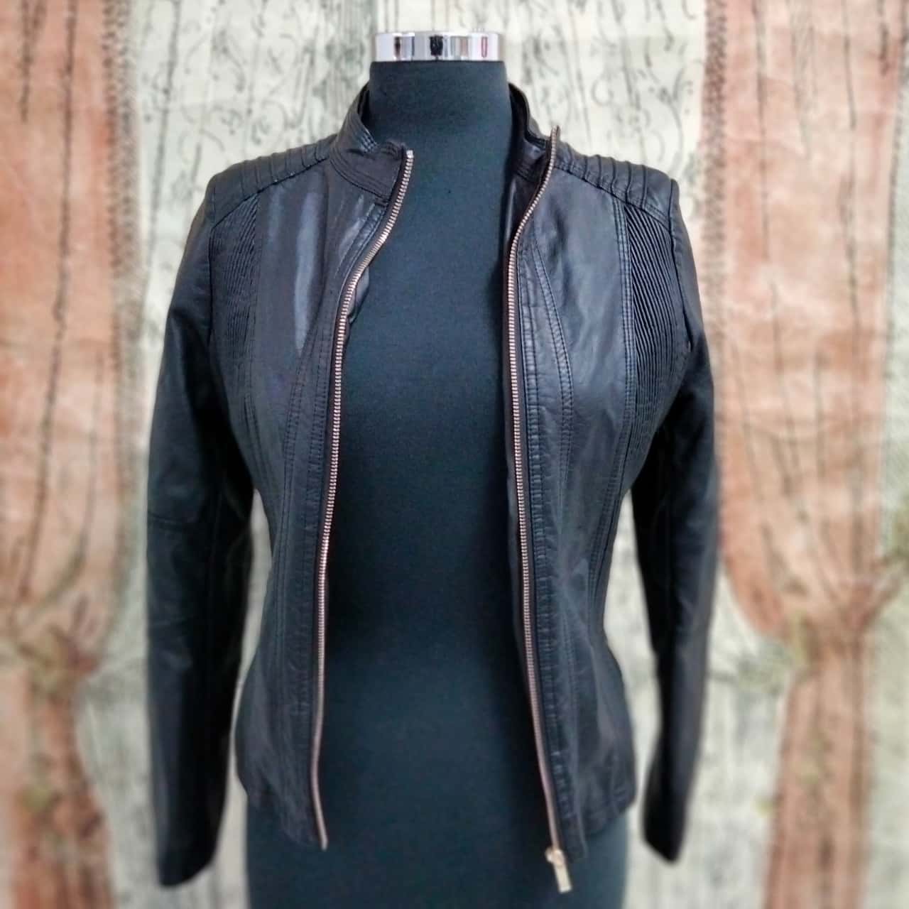 Caroline Morgan Womens Size 10 Biker Jacket Black (s)