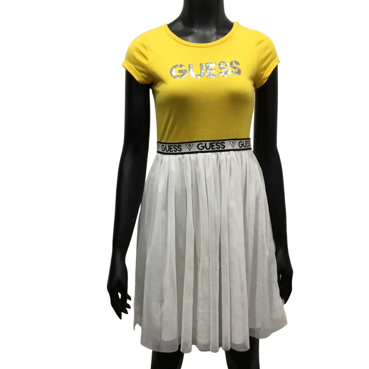 Guess Yellow & White Tulle Dress Size 14