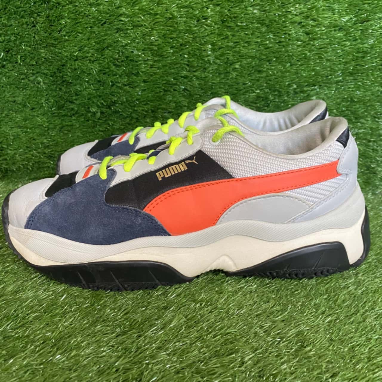 Puma Grey/Orange Fluorescent-Laced Sneakers Size 38(s)