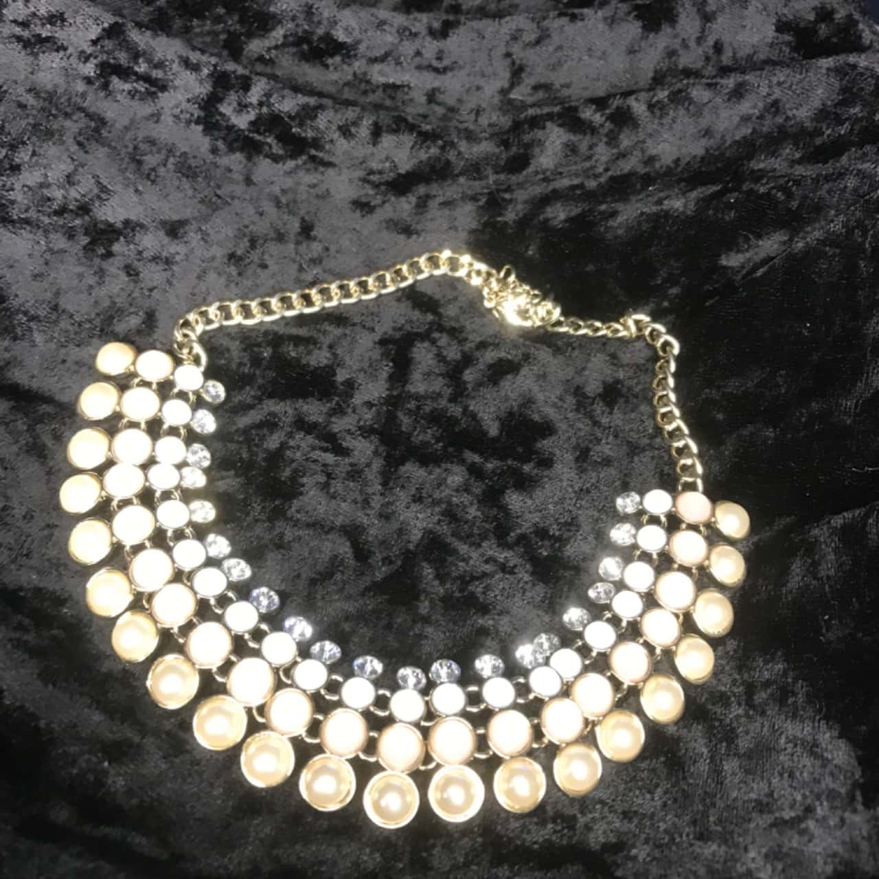 Stunningly Womens Necklace Immitation Gold, Pearls & Diamontes 4 Rows ...