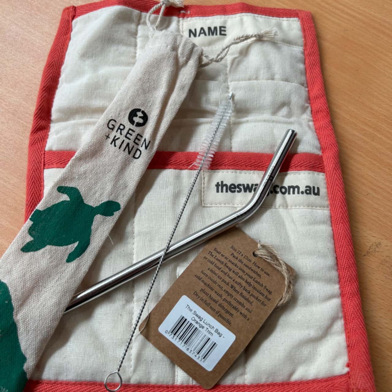 Green + Kind Lunch swag bag with reusable straw (s)