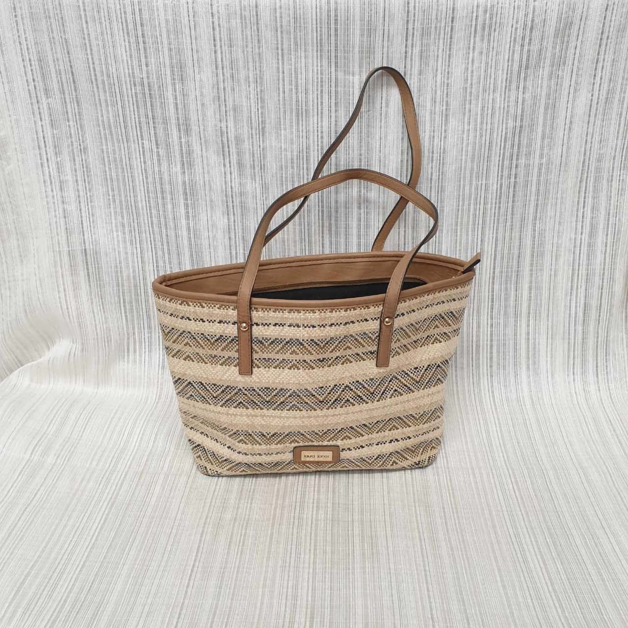 Laura Jones Super Cute /Beige /Caramel & Brown /Basket Weave /Small ...