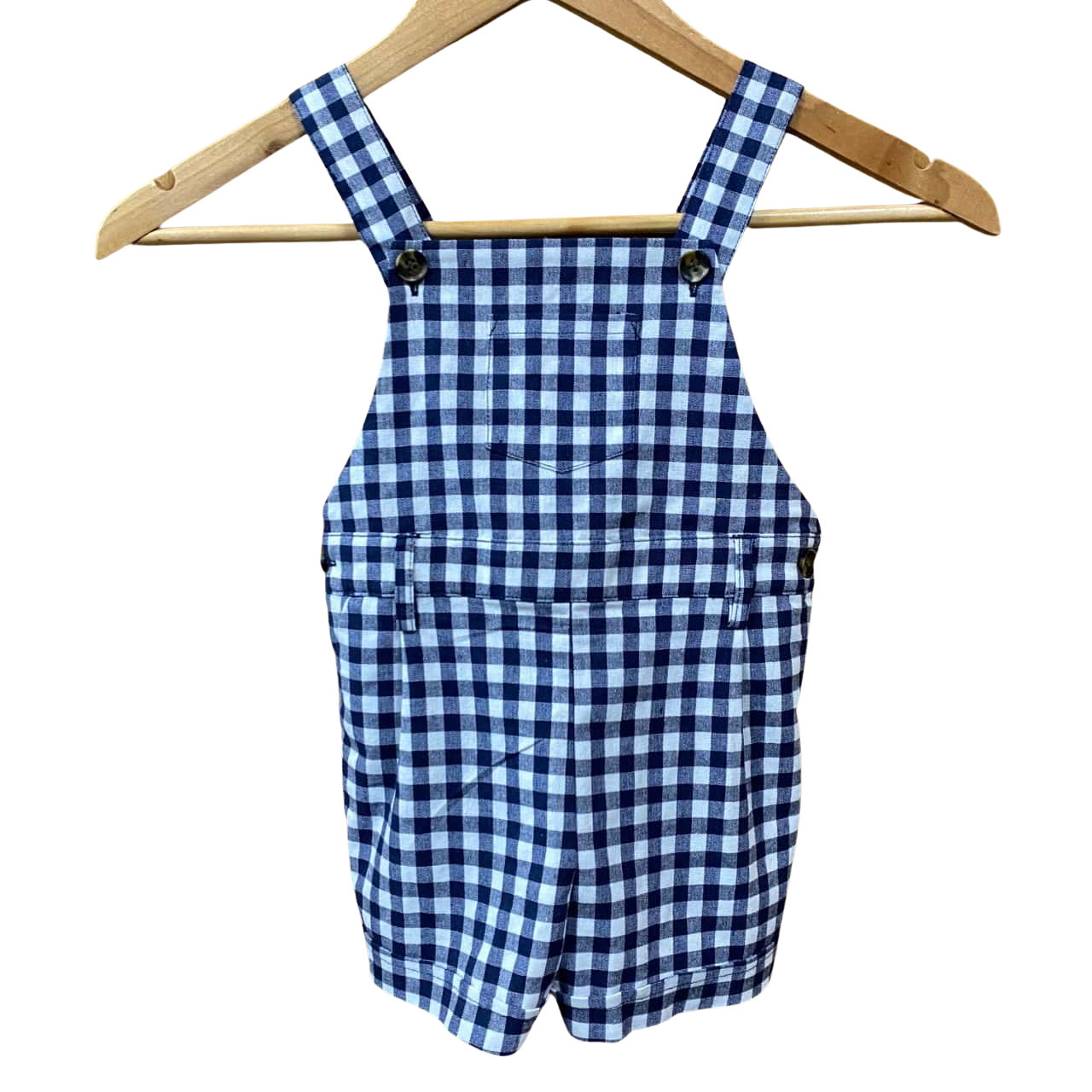 Bardot Junior Navy/White Gingham Overalls Size 2(s)