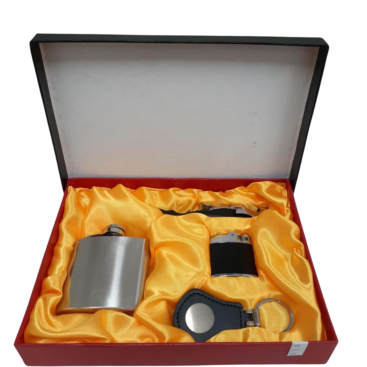 Hip Flask/Key Ring,Lighter/Bottle Opener Set, Black / Silver (s)