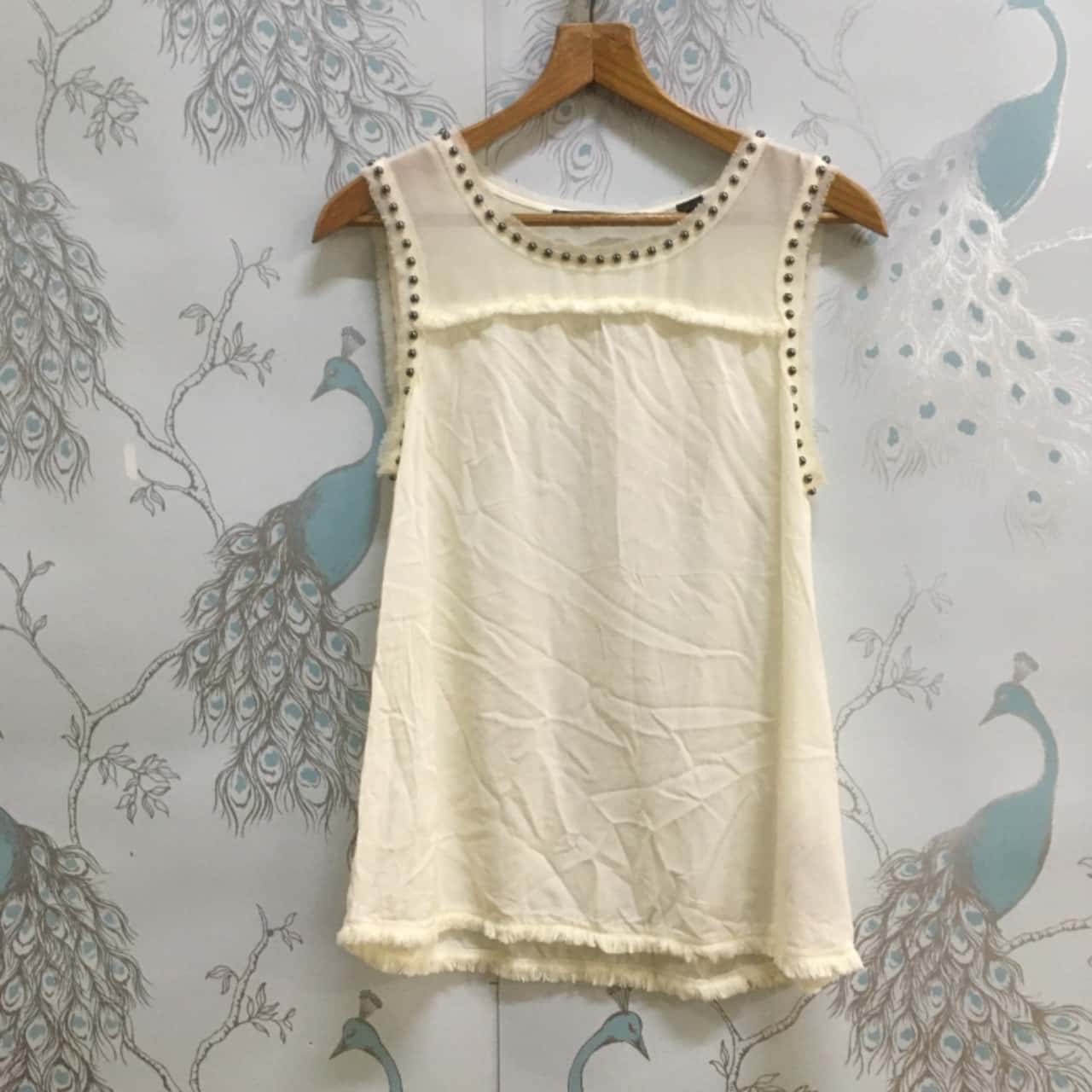 Maison Scotch Women's Size 1 Cream Cami /Singlet Top with Metal Stud ...