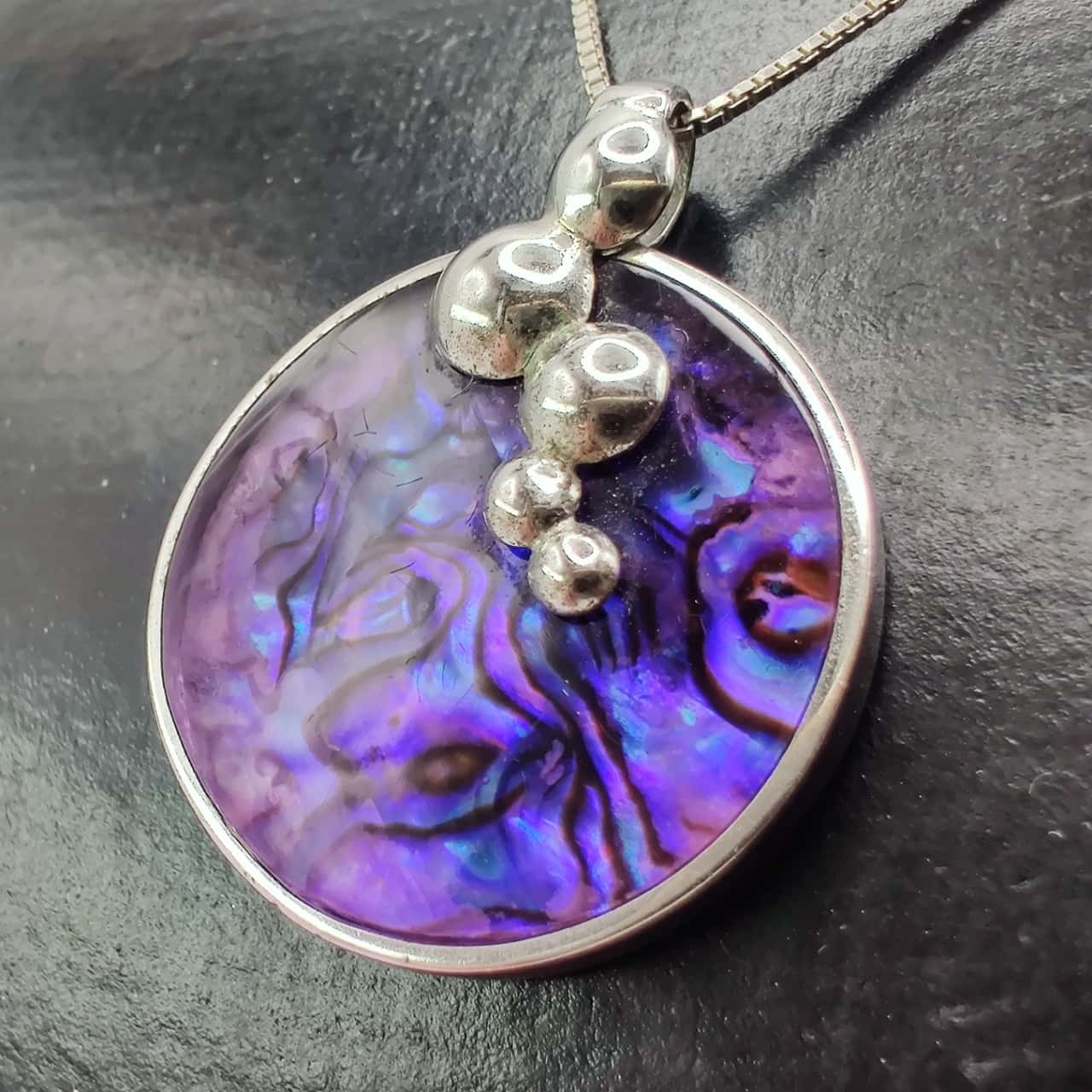 Silver 925 Chain With "IB" Designs From The Caribbean Purple Blue Paua ...