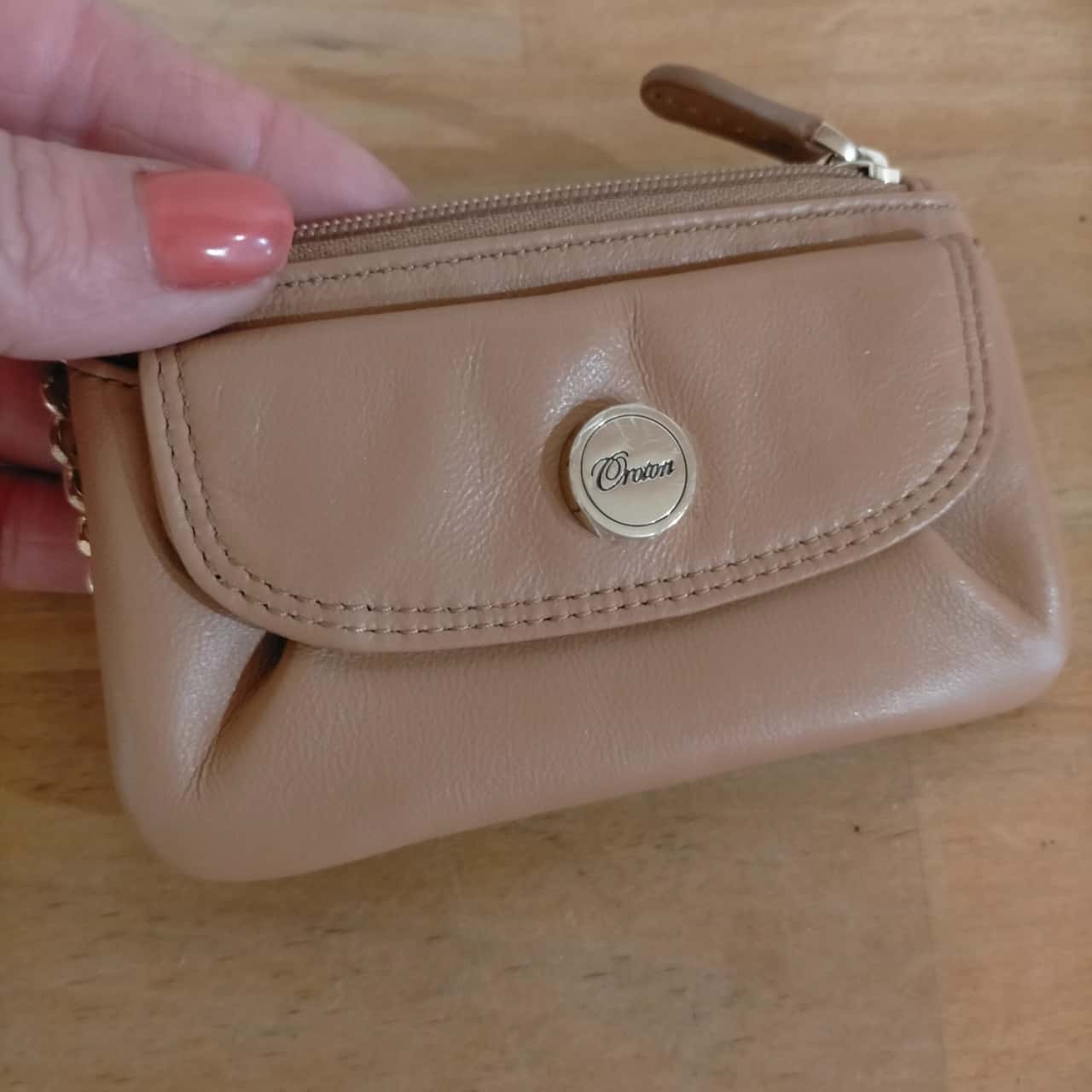 Oroton Camel Coloured Leather Coin Purse VGUC(s)