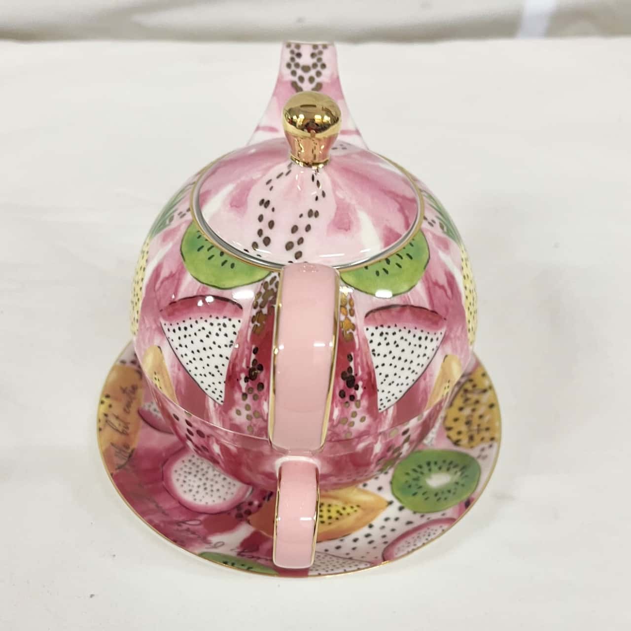T2 Tea for one cup saucer and teapot-fruit design