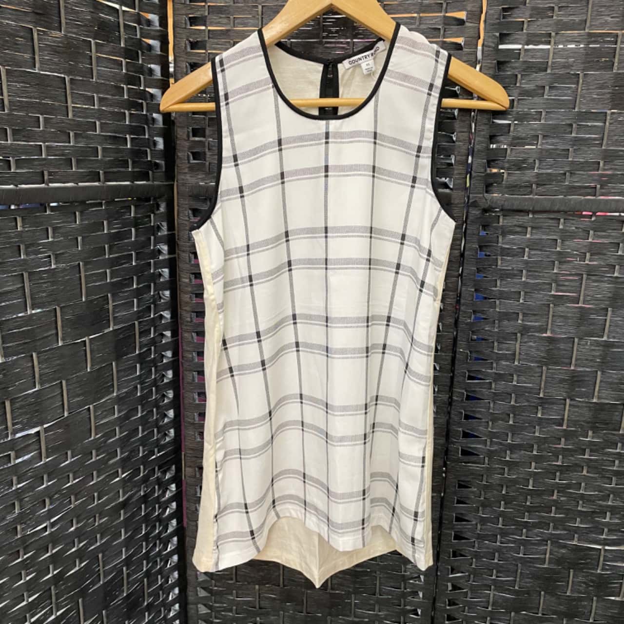 Country Road Womens Size XS Singlet Black / Checked / Cream / White (s)