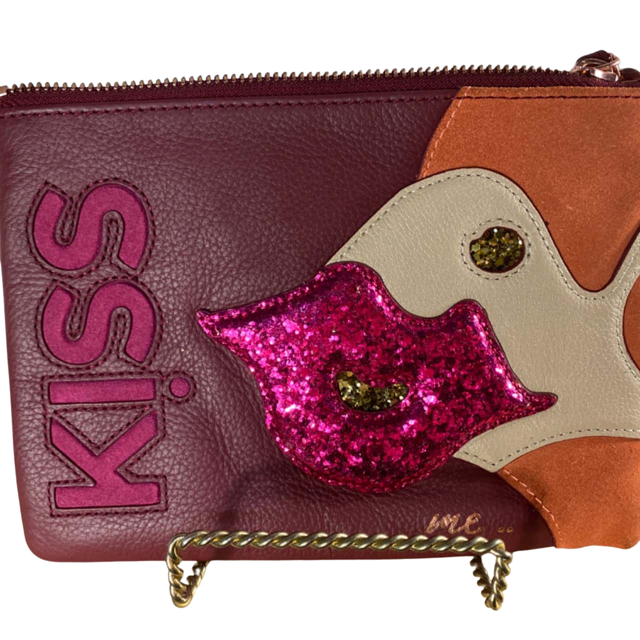 Mimco Womens Leather Purse Beige / Orange / Purple