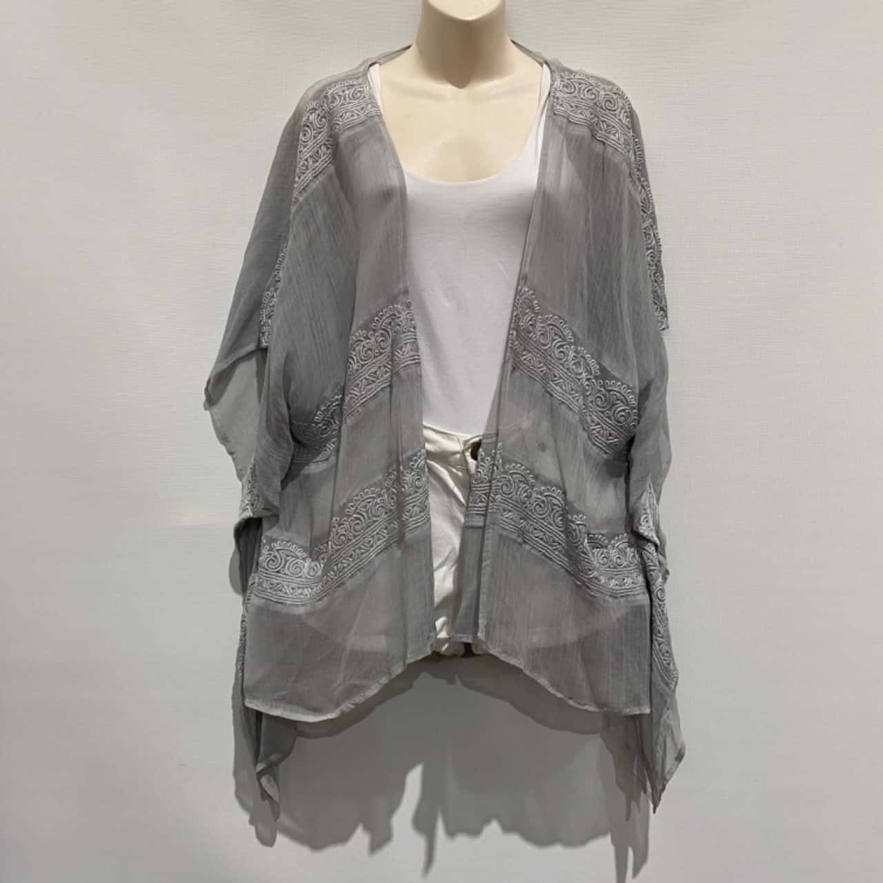 Womens FLOWER Sheer Grey Shawl(s)