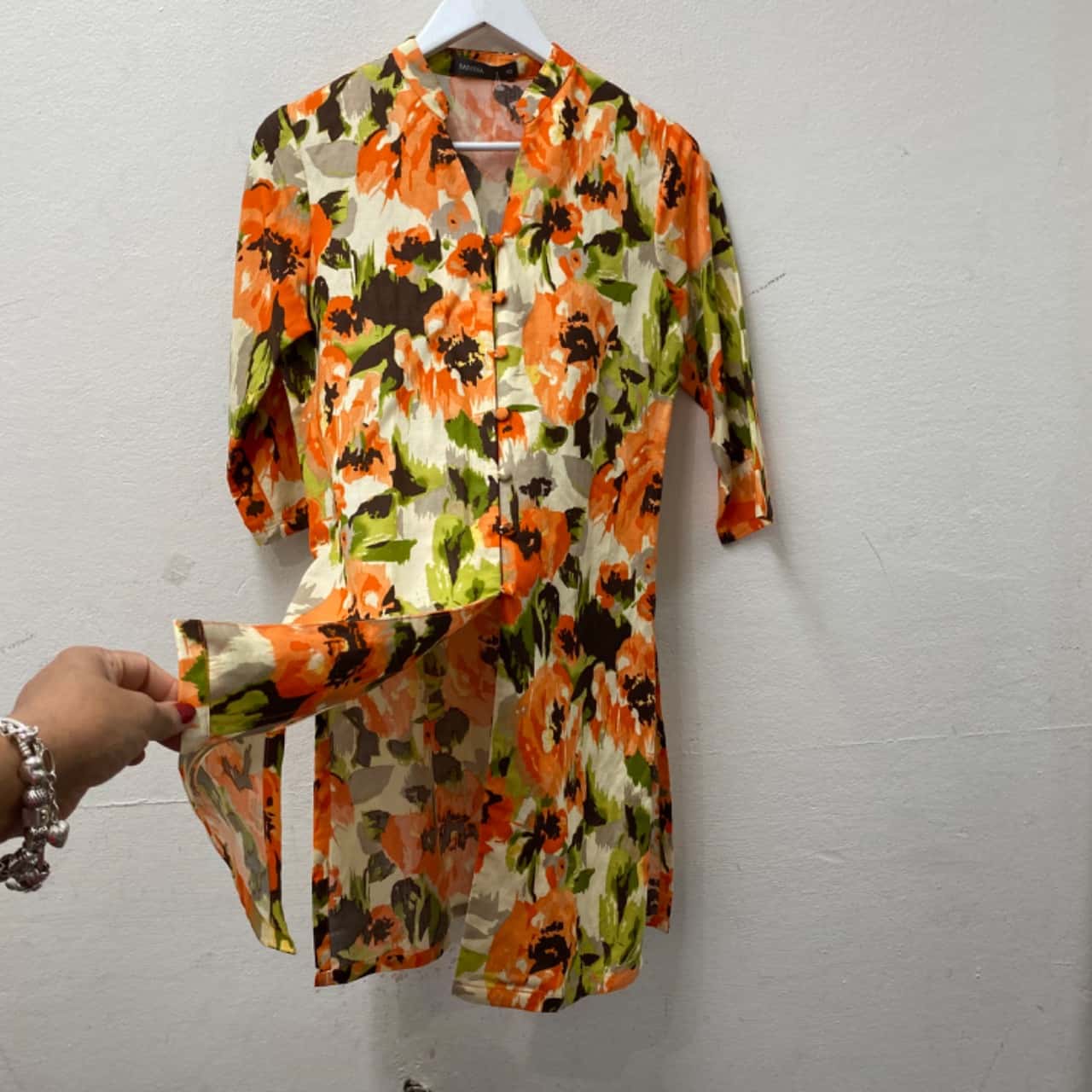 Sarissa Multicoloured Long Top with side split - 100% Linen