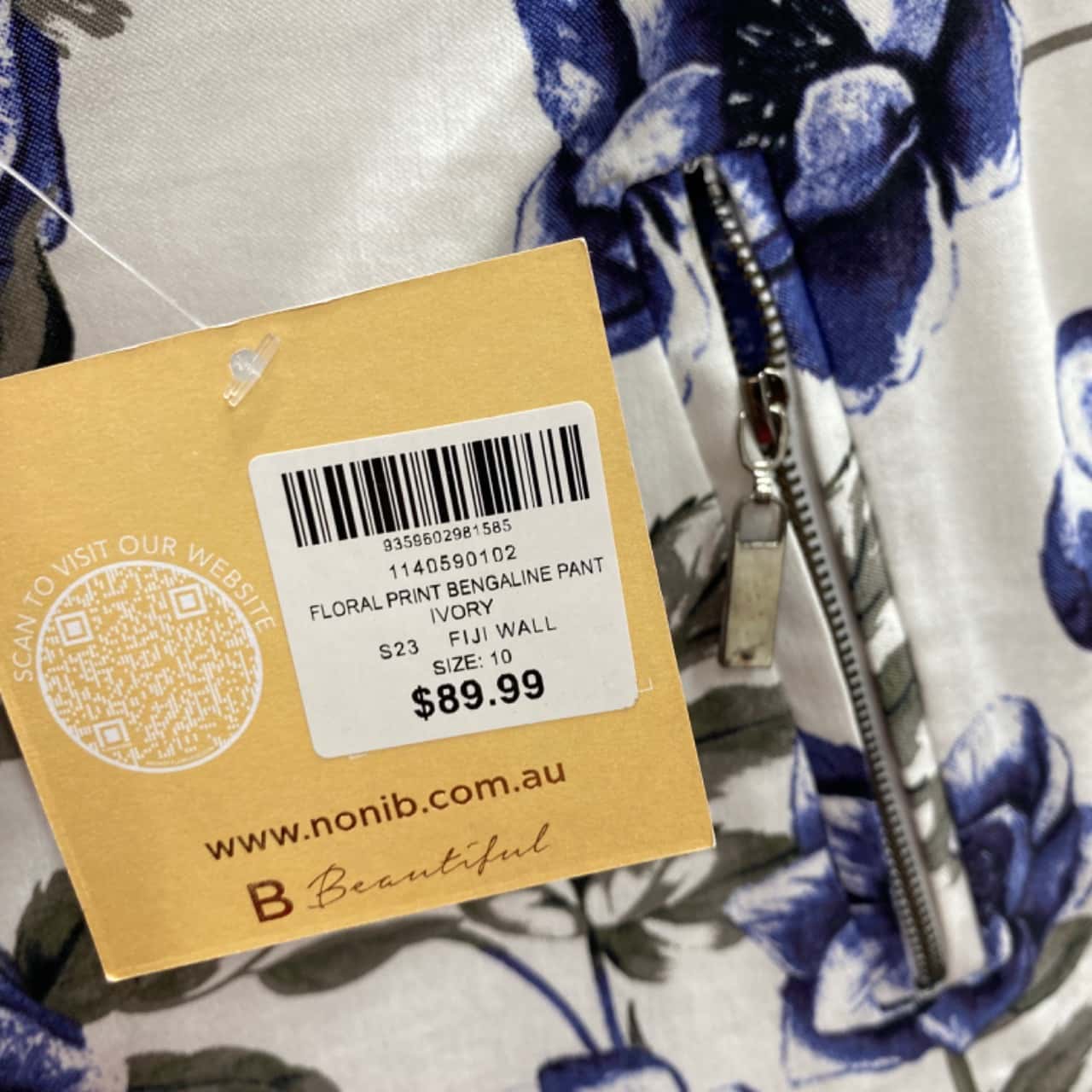 Noni B Womens Size 10 Straight Leg Pants Floral / White