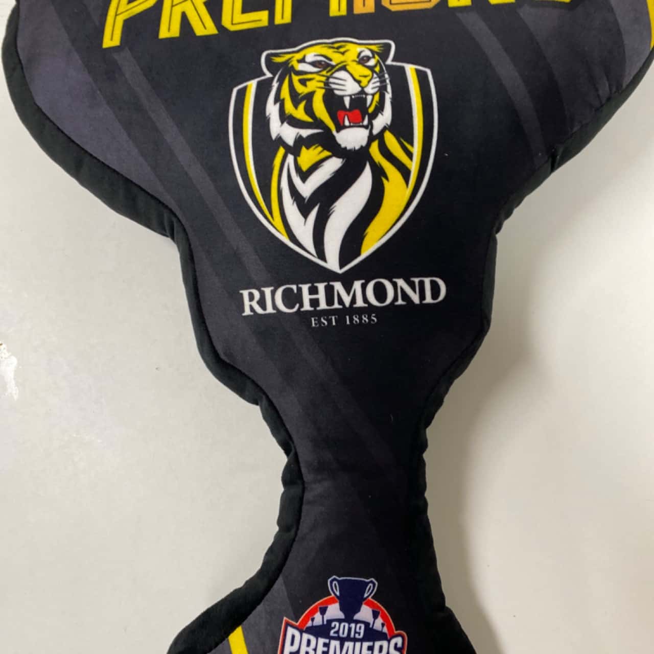 Richmond 2019 Premiers cup shape cushion
