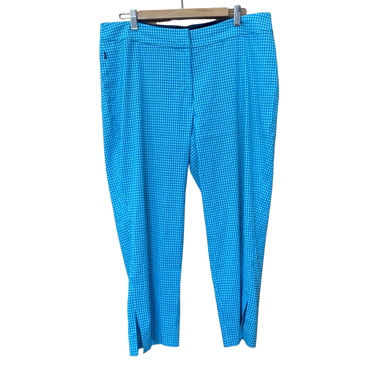 Jag - Blue Checked Pants With Front Splits Size 14(s)
