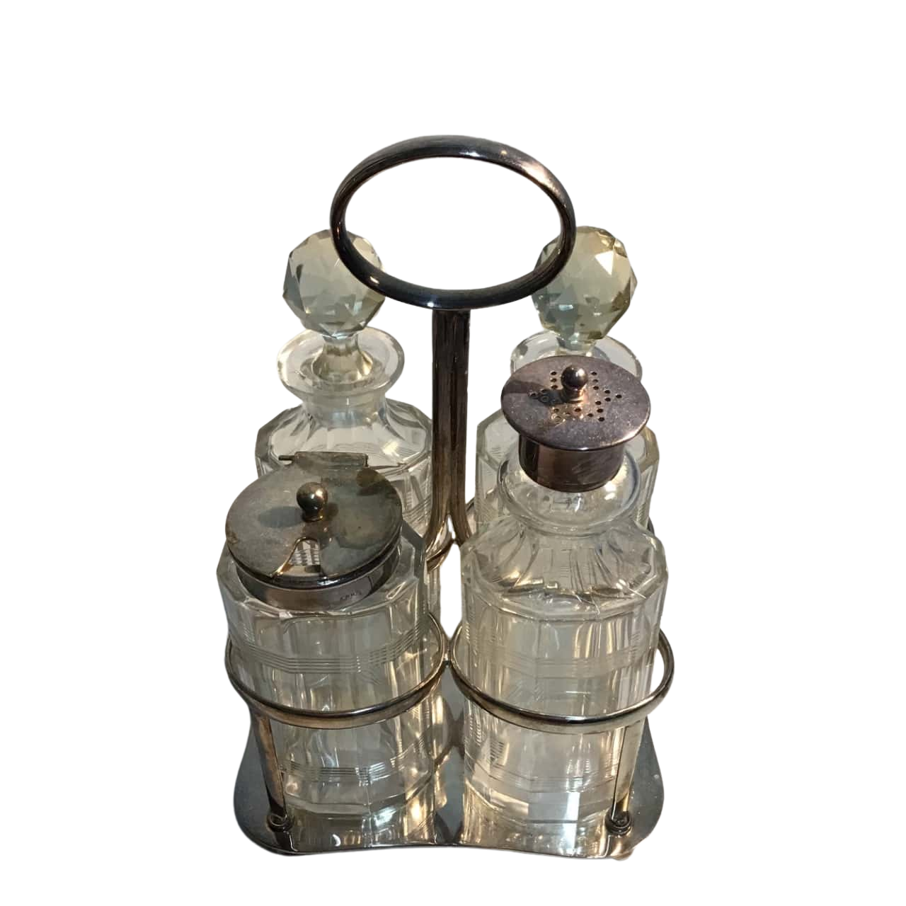 Antique Victorian Condiment Cruet Set on EPNS caddy(s)