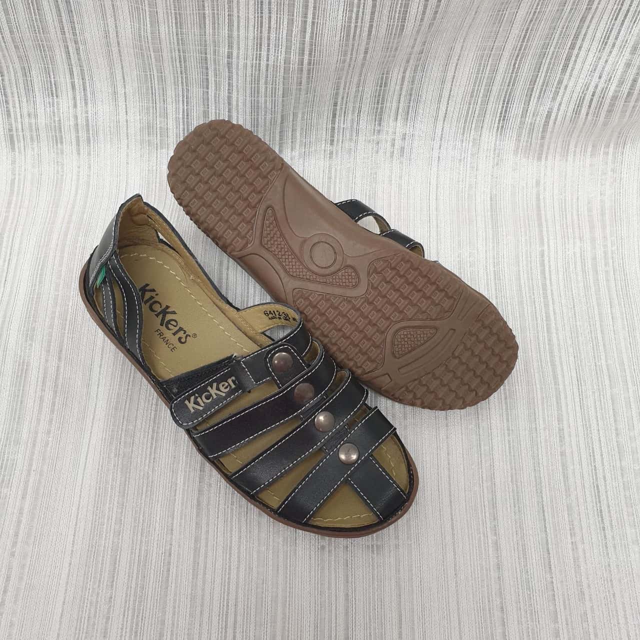 Kickers Made In France Flat School Style Navy Blue Cover Toes Sandal ...