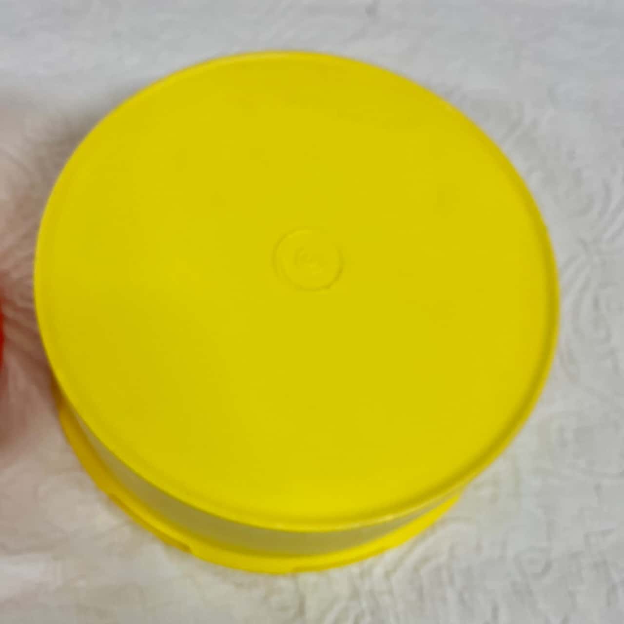 Vintage Tupperware orange and yellow round containers/for biscuits etc(s)