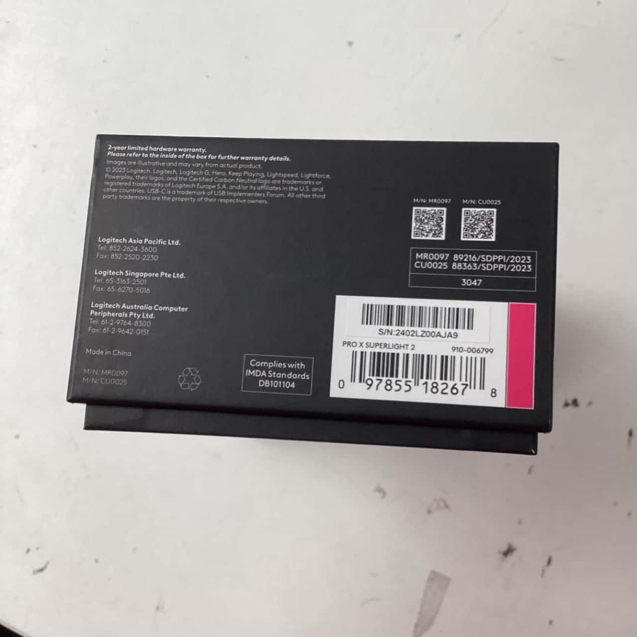 Logitech G pro x superlight 2 wireless gaming mouse in magenta/pink