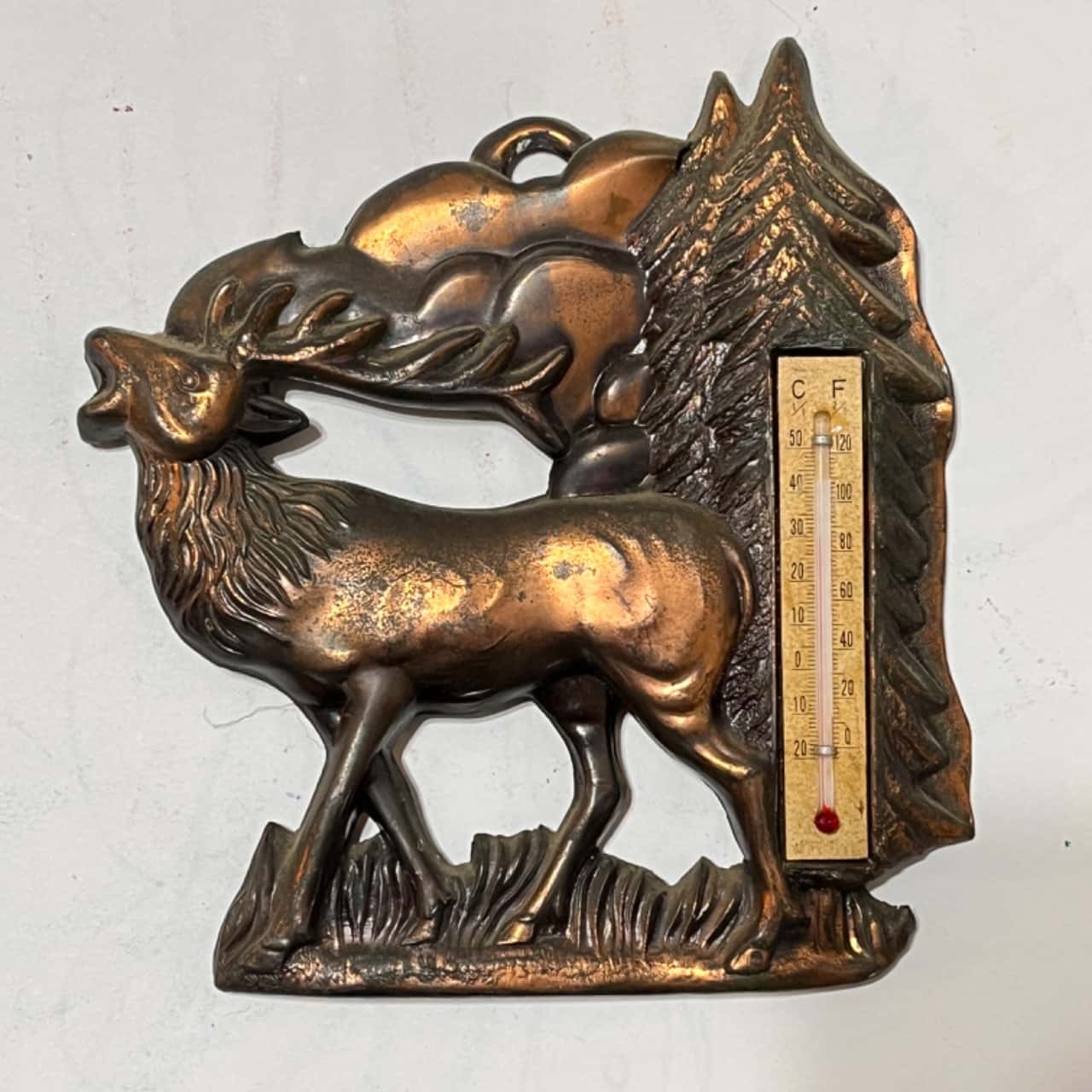 Vintage Copper Elk thermometer
