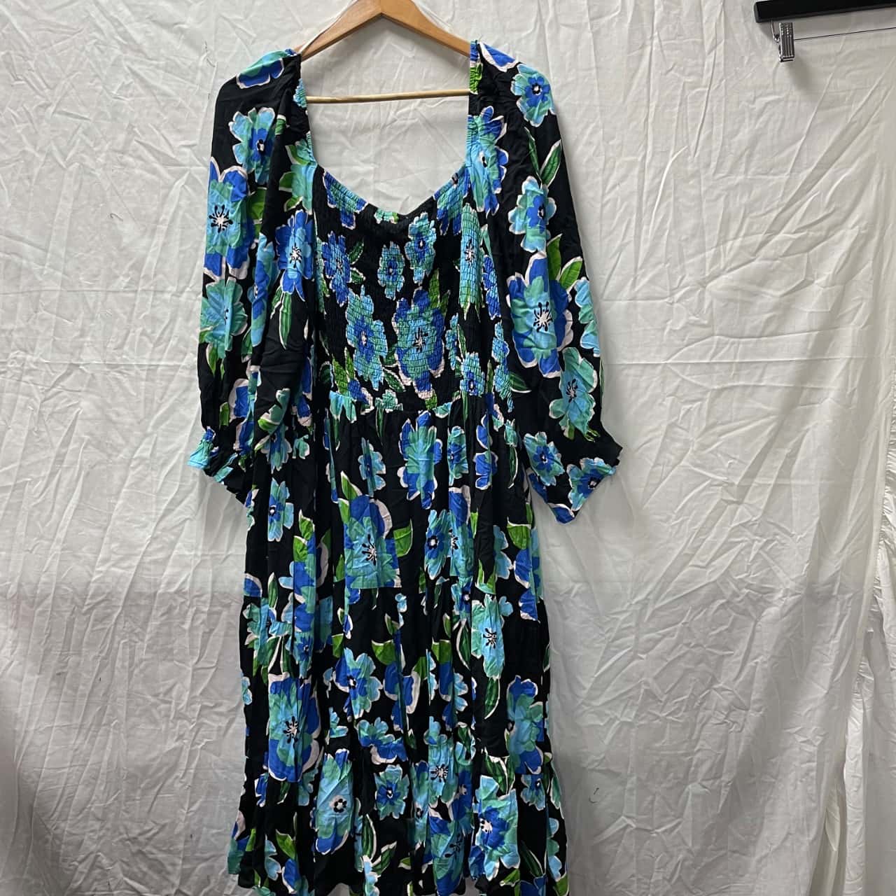 Label of Love BNWT Womens Size 24 Midi Dress Blue / Multicoloured (s)