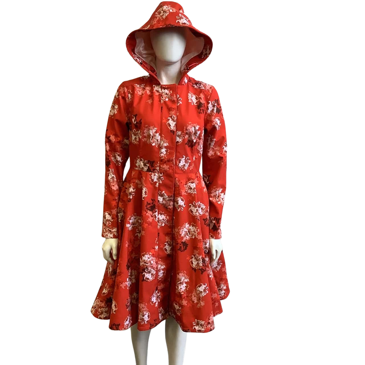 BNWT Rain Sisters Women's Size M Hooded Swing Coat Red Sun (s)