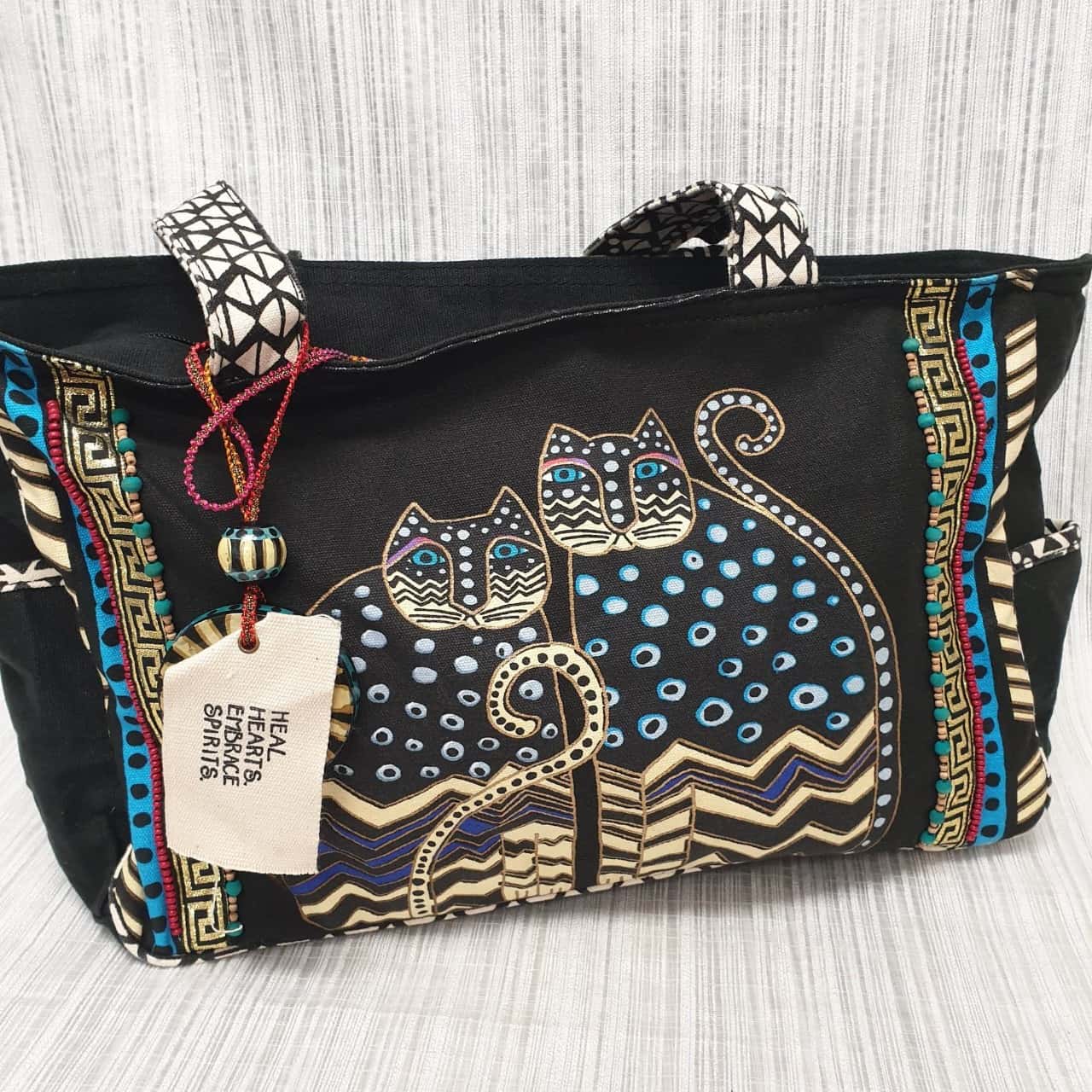 Laura Birch Gorgeous Spotted Cats Design Roomy Shoulder /Tote Bag with ...