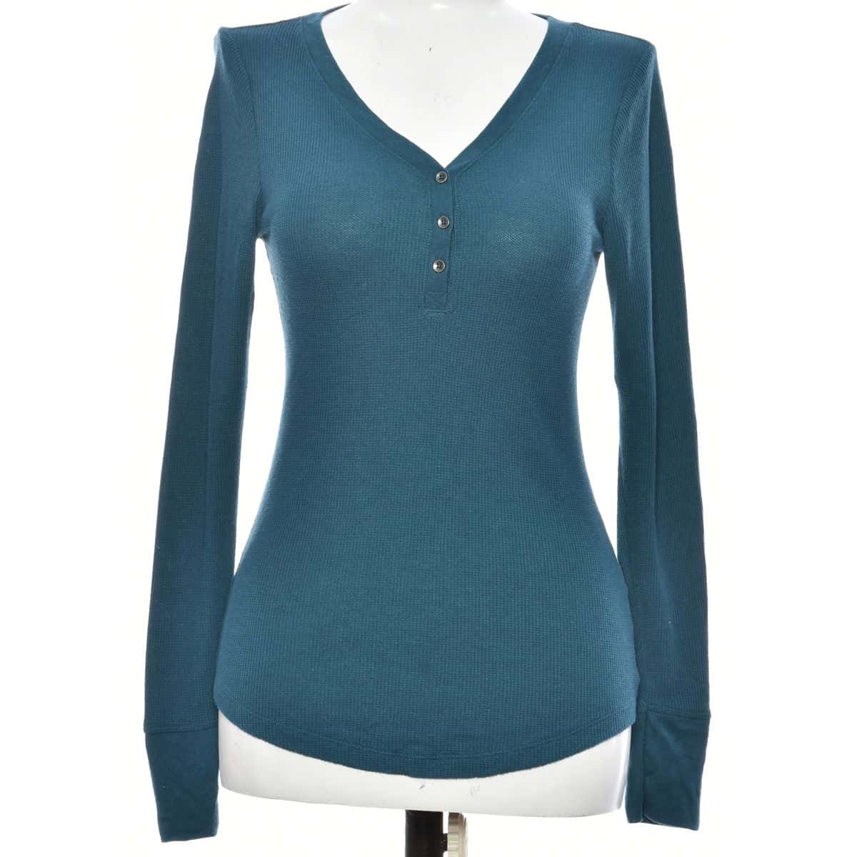 Time and Tru Women's Size M Long Sleeve Top Blue (s)
