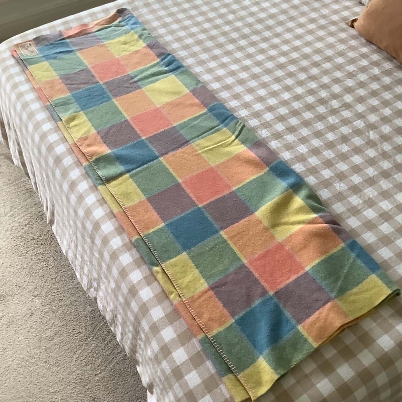 Invicta, All Pure Wool Single Bed Vintage Blanket.